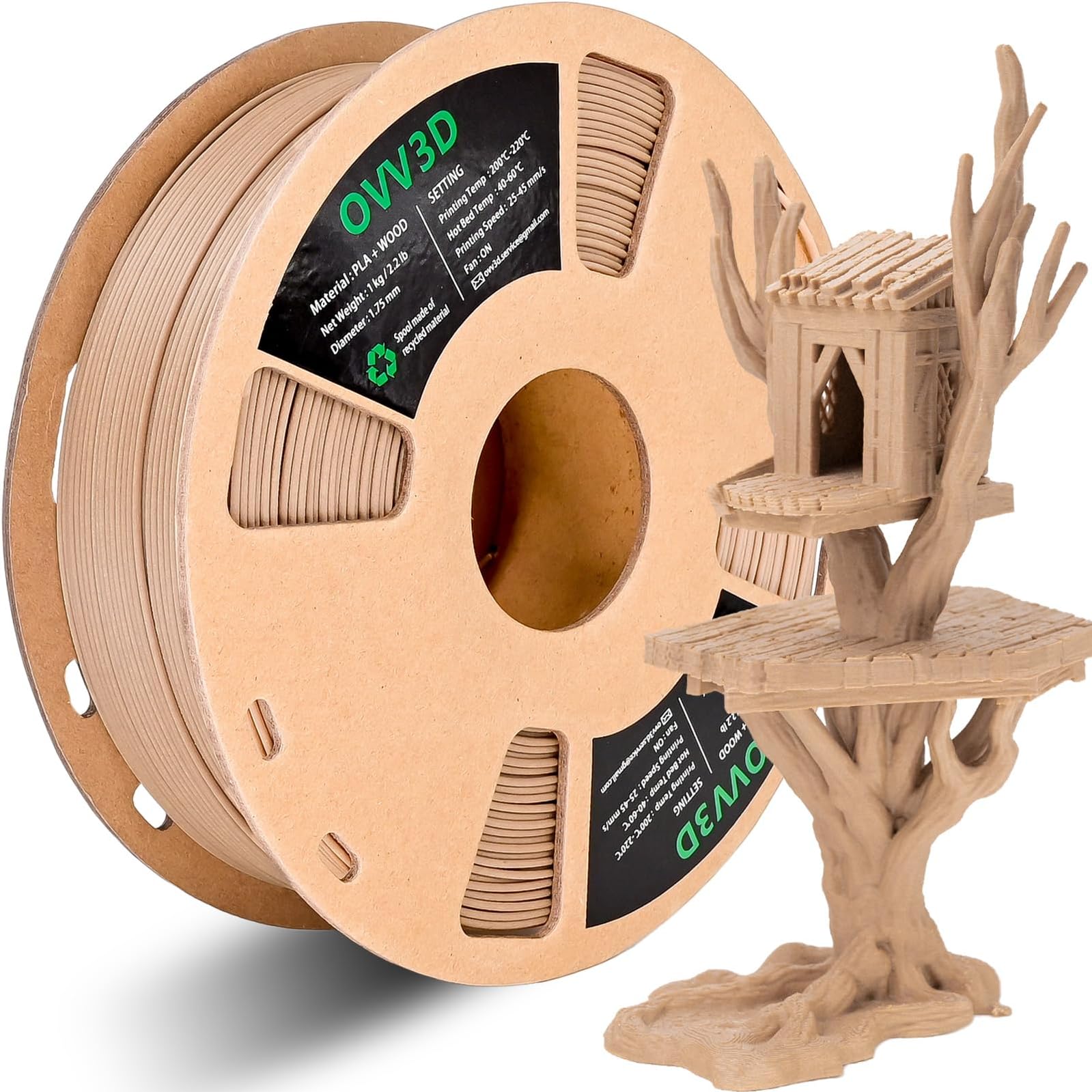 Amazon.com: OVV3D Wood PLA Filament 1.75mm, Wood 3D Printer Filament ...