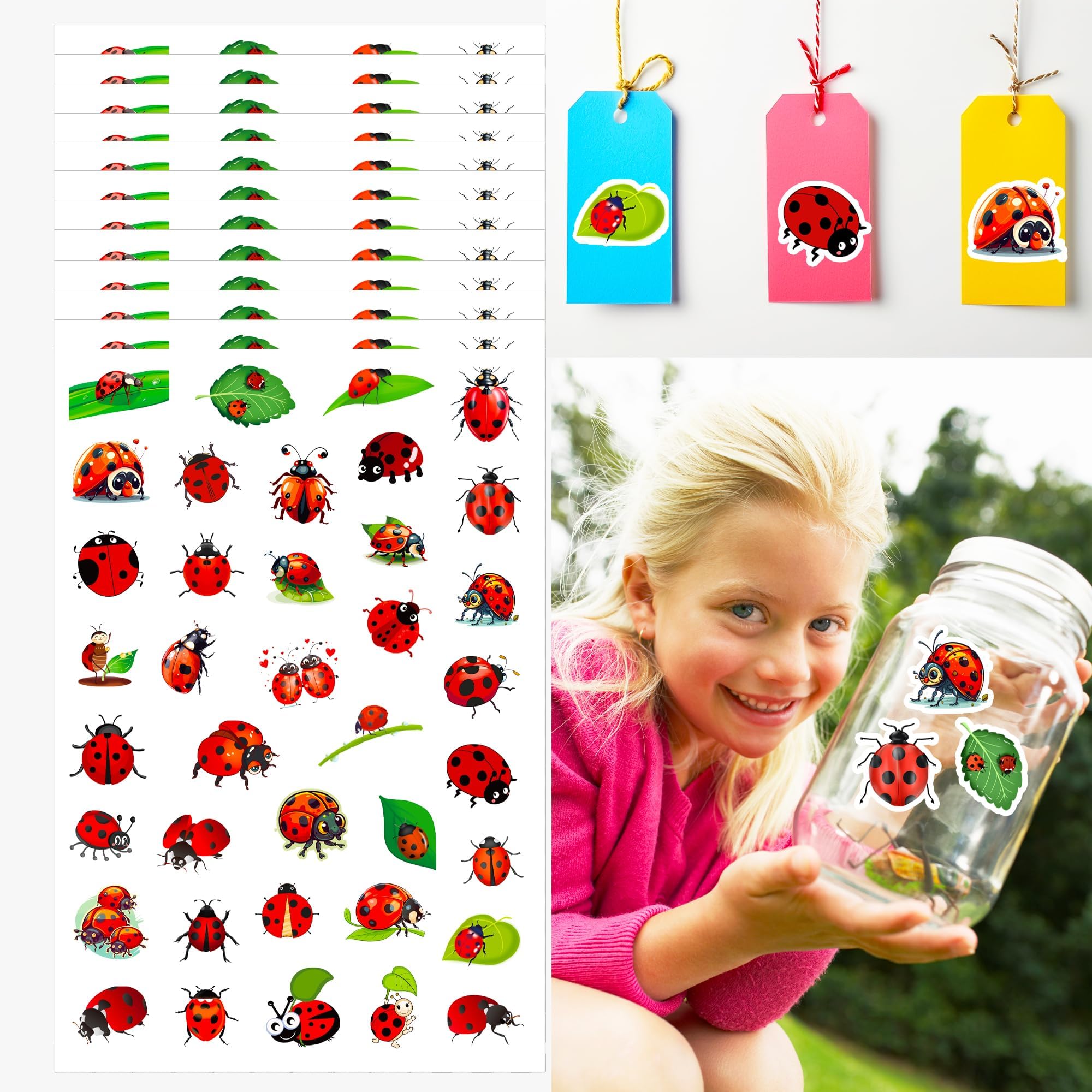 Amazon.com: ATSMOICY 800+ PCS Ladybug Labels Stickers - Lady Beetle ...