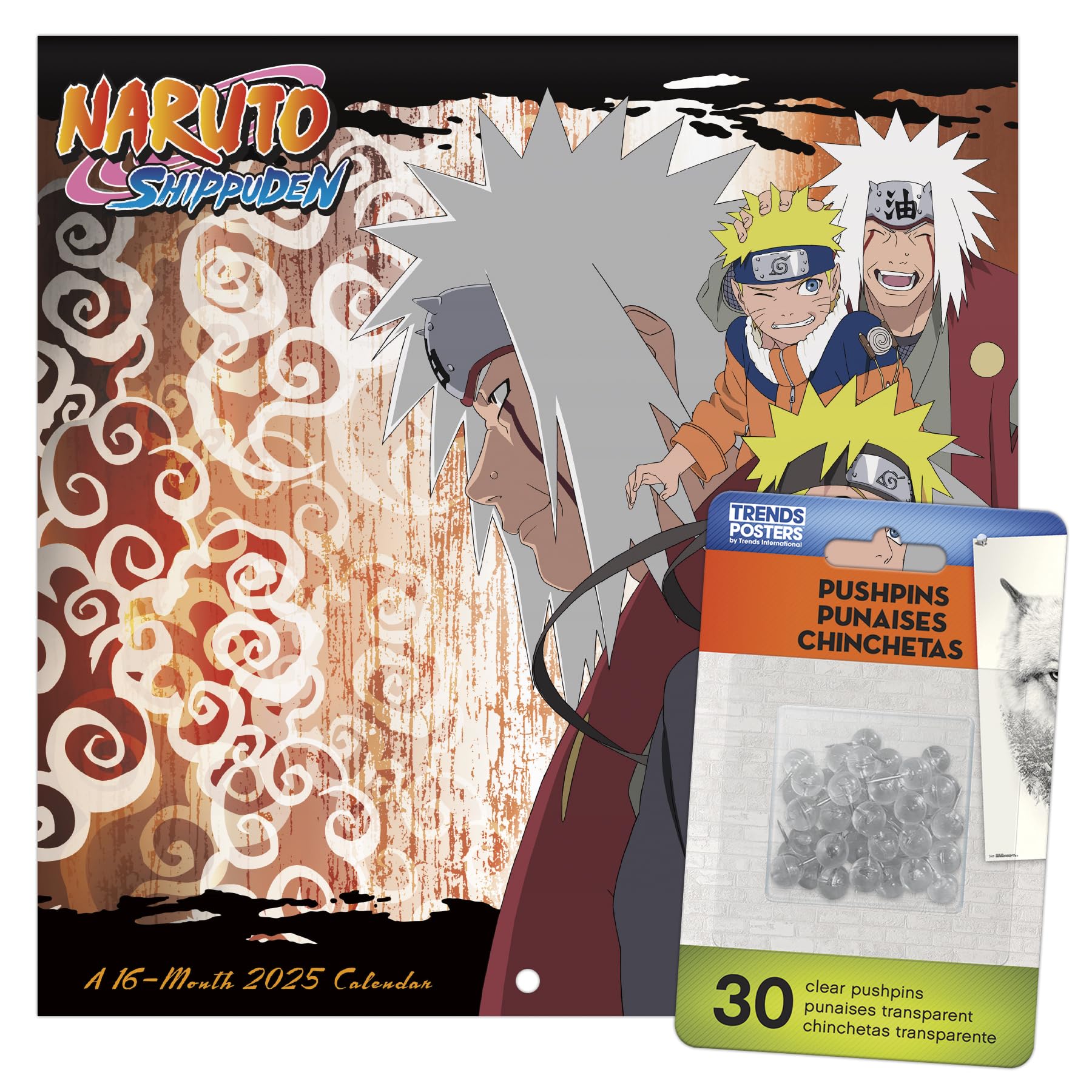 Amazon.com: 2025 Naruto Shippuden Mini Calendar & Push Pins : Office ...