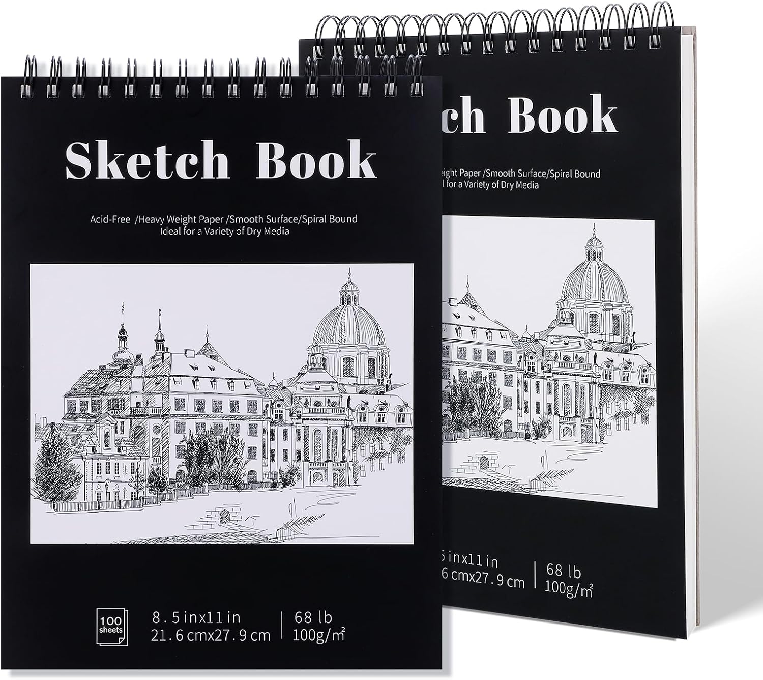 Amazon.com: 2 Pack Sketch Book, 8.5 x 11 Inch Spiral Bound Sketchbook, 68lb/100gsm Sketch Pad ...