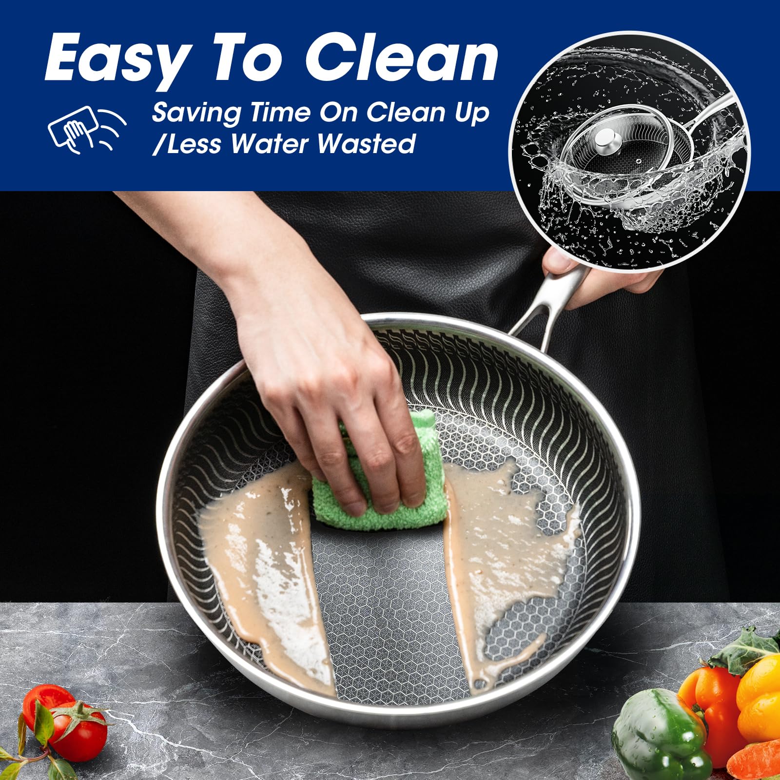 Snapklik.com : 6 Piece Stainless Steel Frying Pan Set Cookware Set Non ...