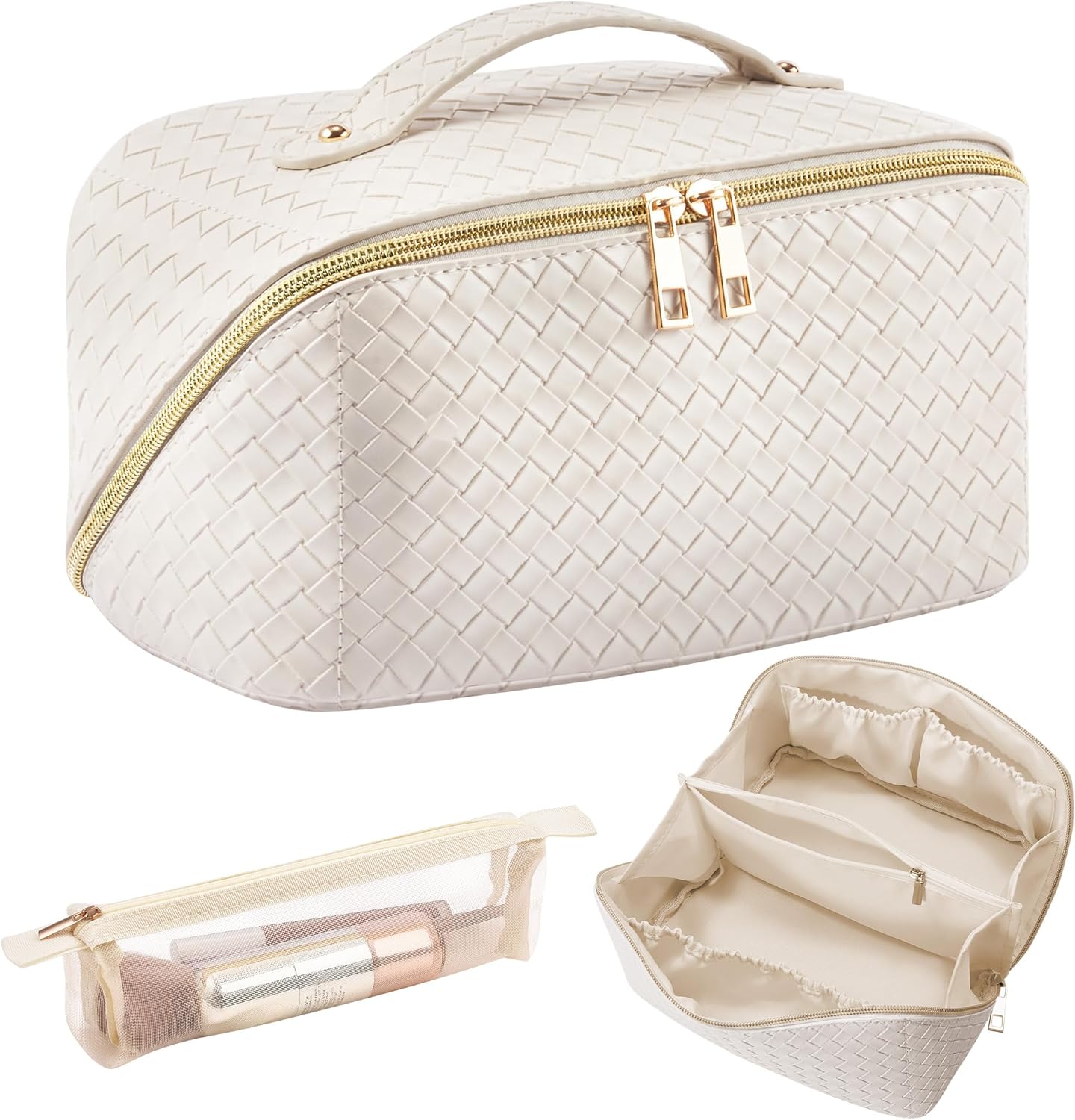 Amazon.com: Large Capacity Travel Makeup Bag: Portable Cosmetic Bag for ...