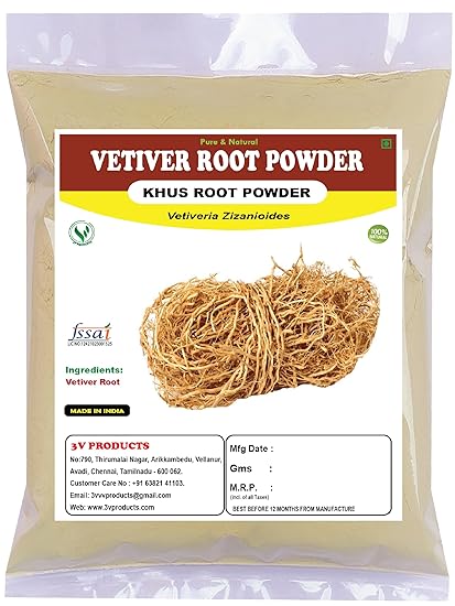 3V PRODUCTS Organic Vetiver Root Powder 100G | Khus Root | Vetiveria ...