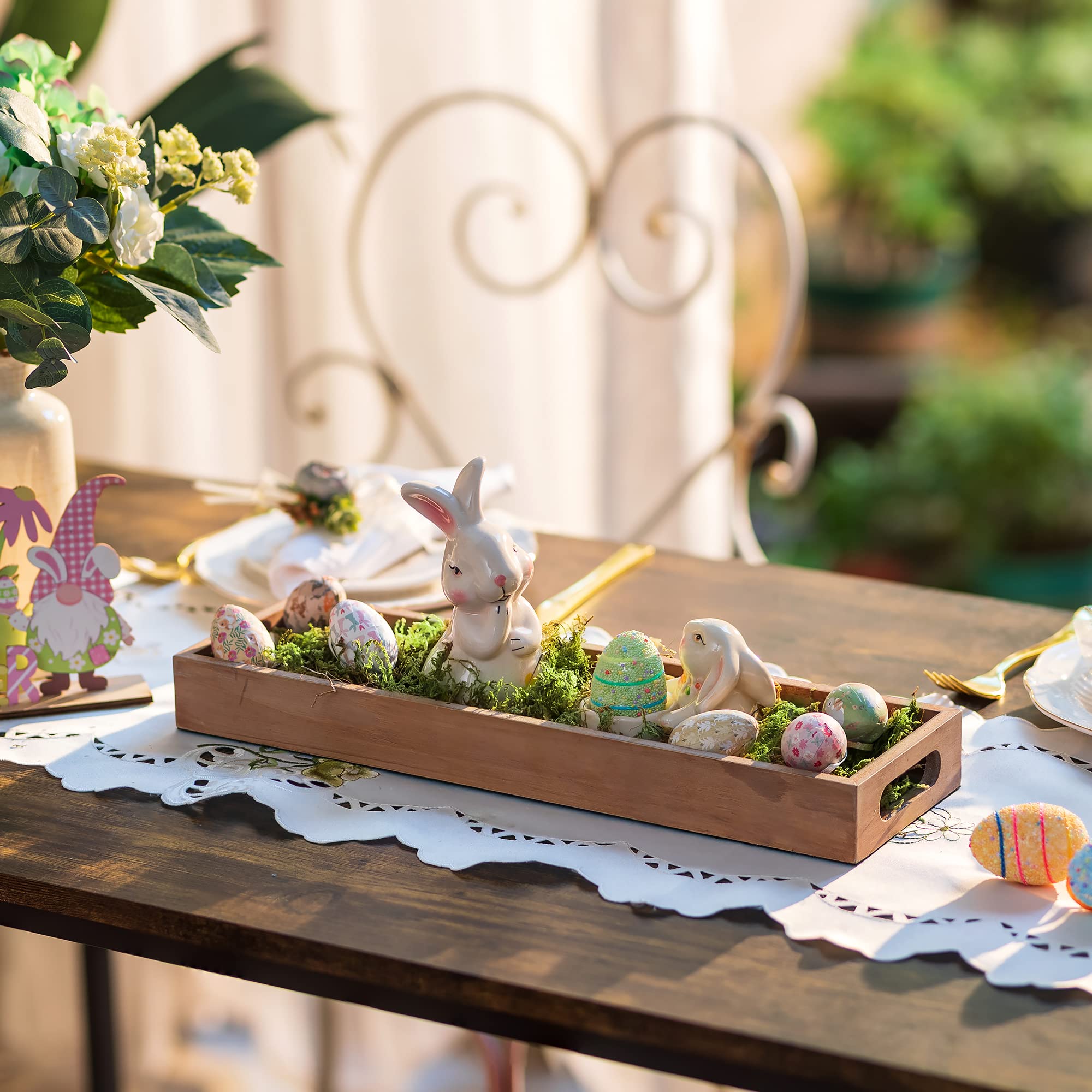 Hanobe Rectangular Long Narrow Tray: Rustic Wooden Decorative Serving ...