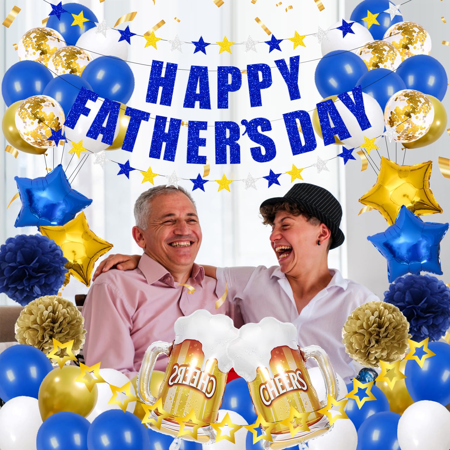 Snapklik.com : Happy Fathers Day Banner, Glitter Blue Happy Fathers Day ...
