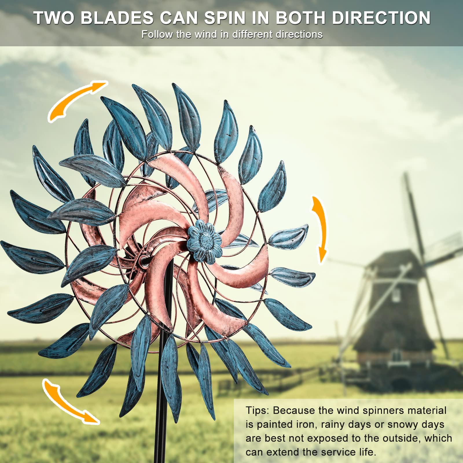 TIRYIUOU 82inch Kinetic Wind Spinners for Yard and Garden, Vertical ...