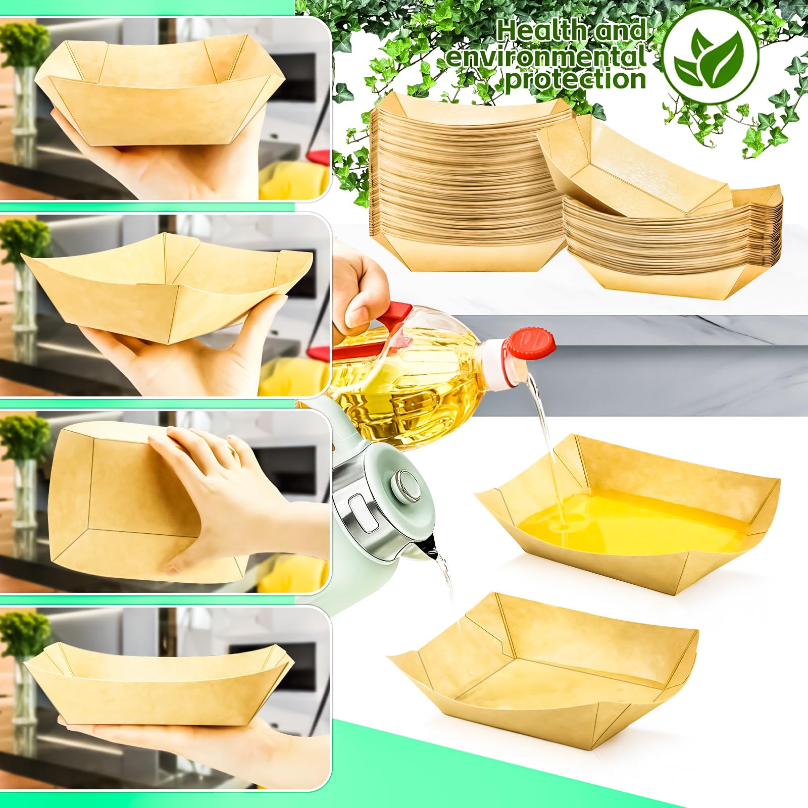 Snapklik.com : MotBach 90 Pack 2.5Lb Kraft Paper Food Boat Trays ...