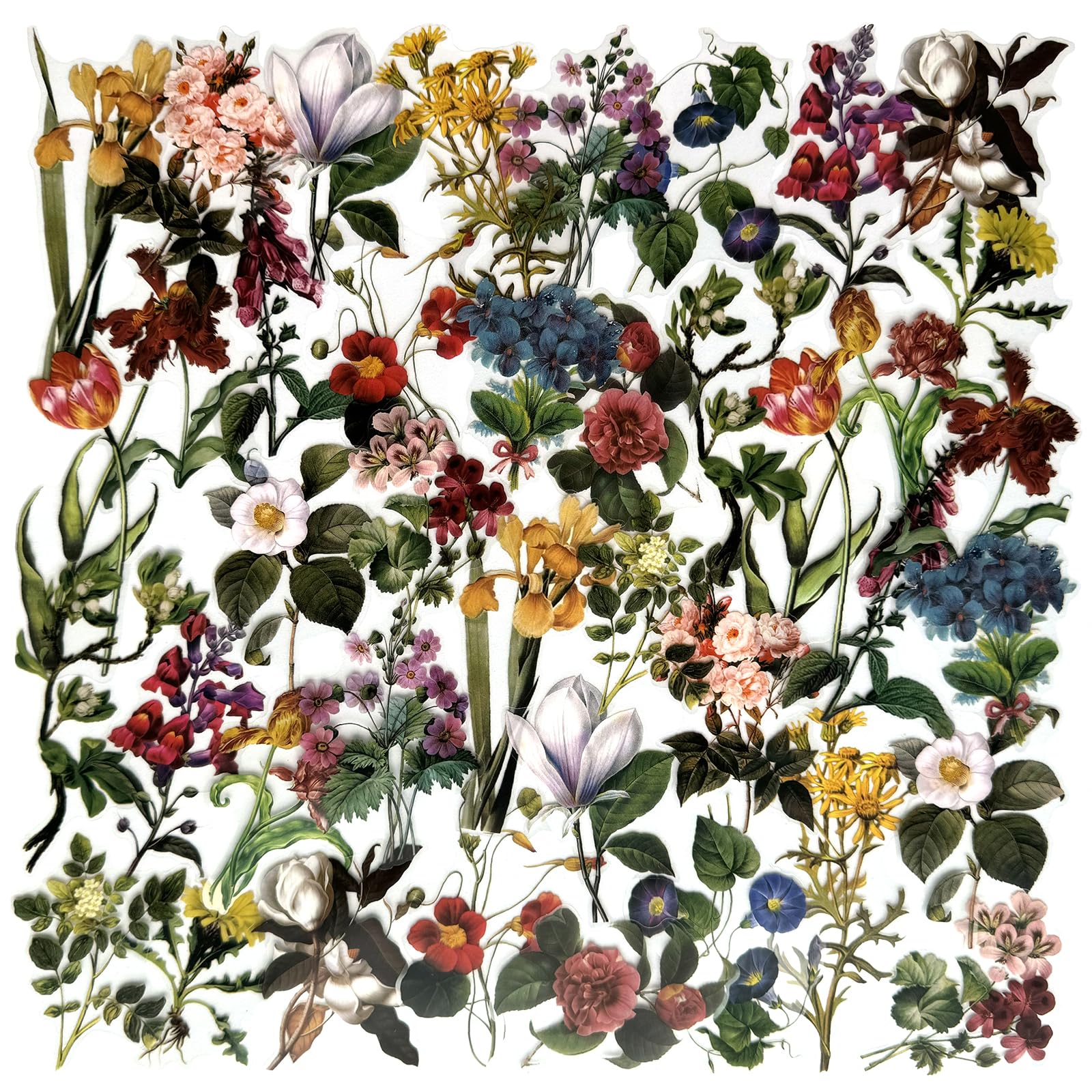 Amazon.com: Vintage Flowers Plants Stickers - Doraking 40PCS Peel-Off ...