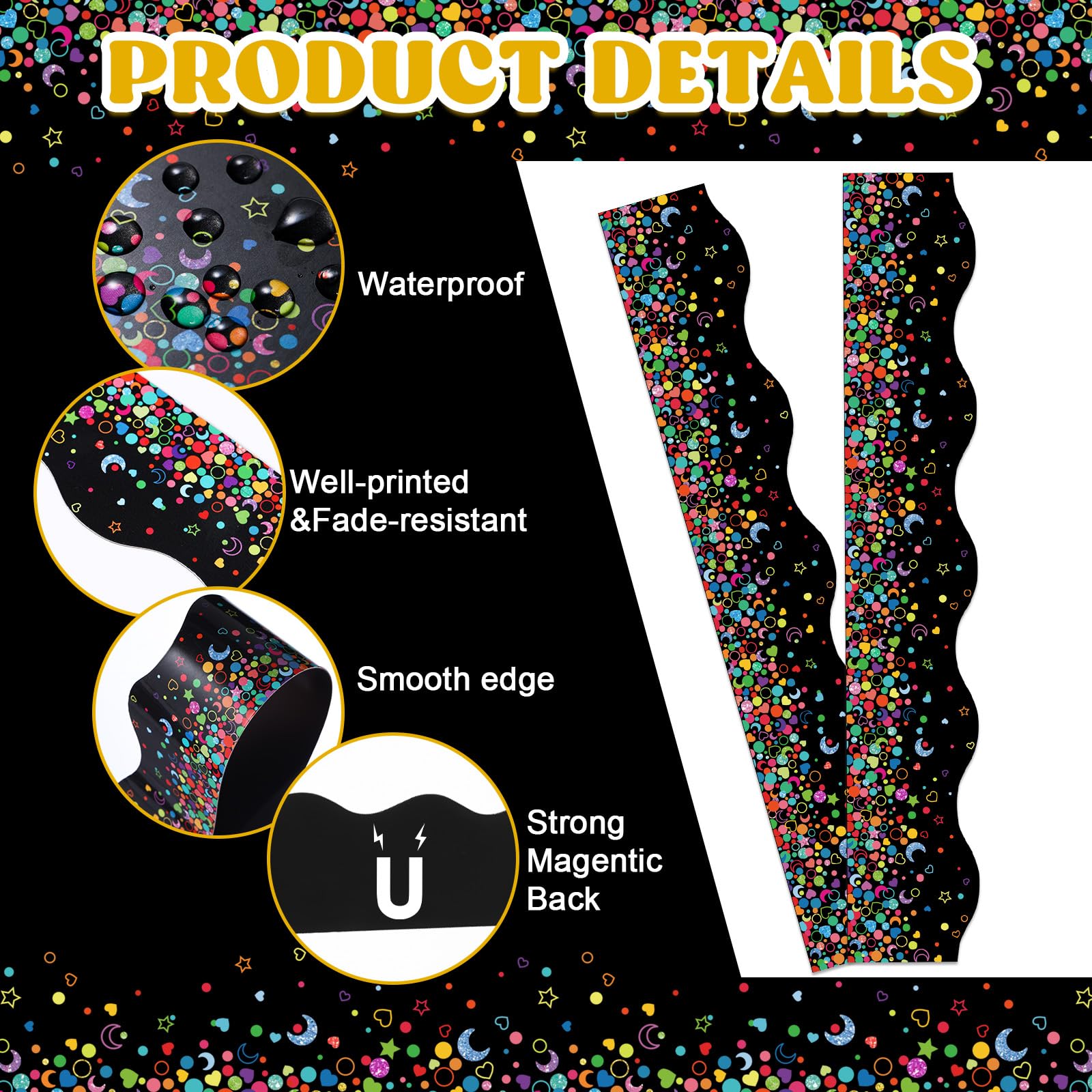 Snapklik.com : 24 Pcs Confetti Magnetic Borders For Bulletin Board ...