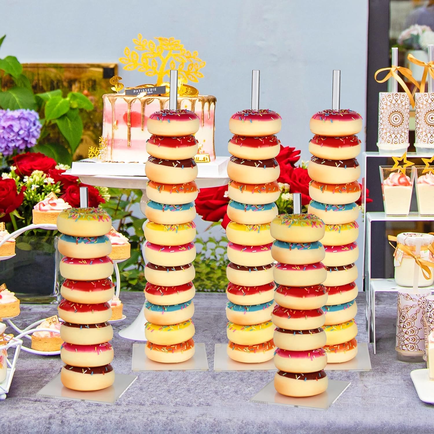 Amazon.com: Worhe Acrylic Donut Display Stand Set of 5, Donut Holders ...