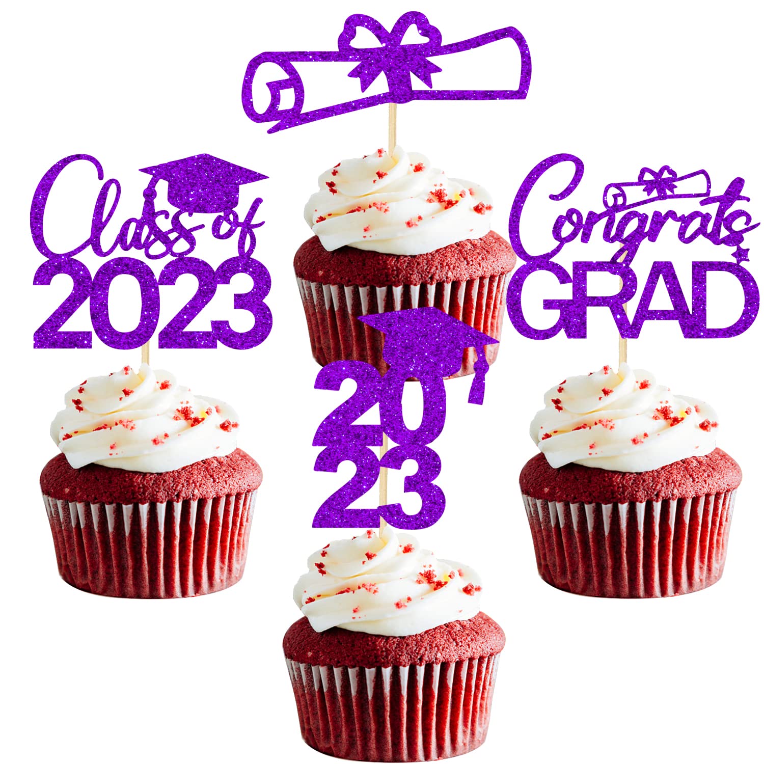 Snapklik.com : 2023 Graduation Theme Cupcake Toppers, Class Of 2023 ...