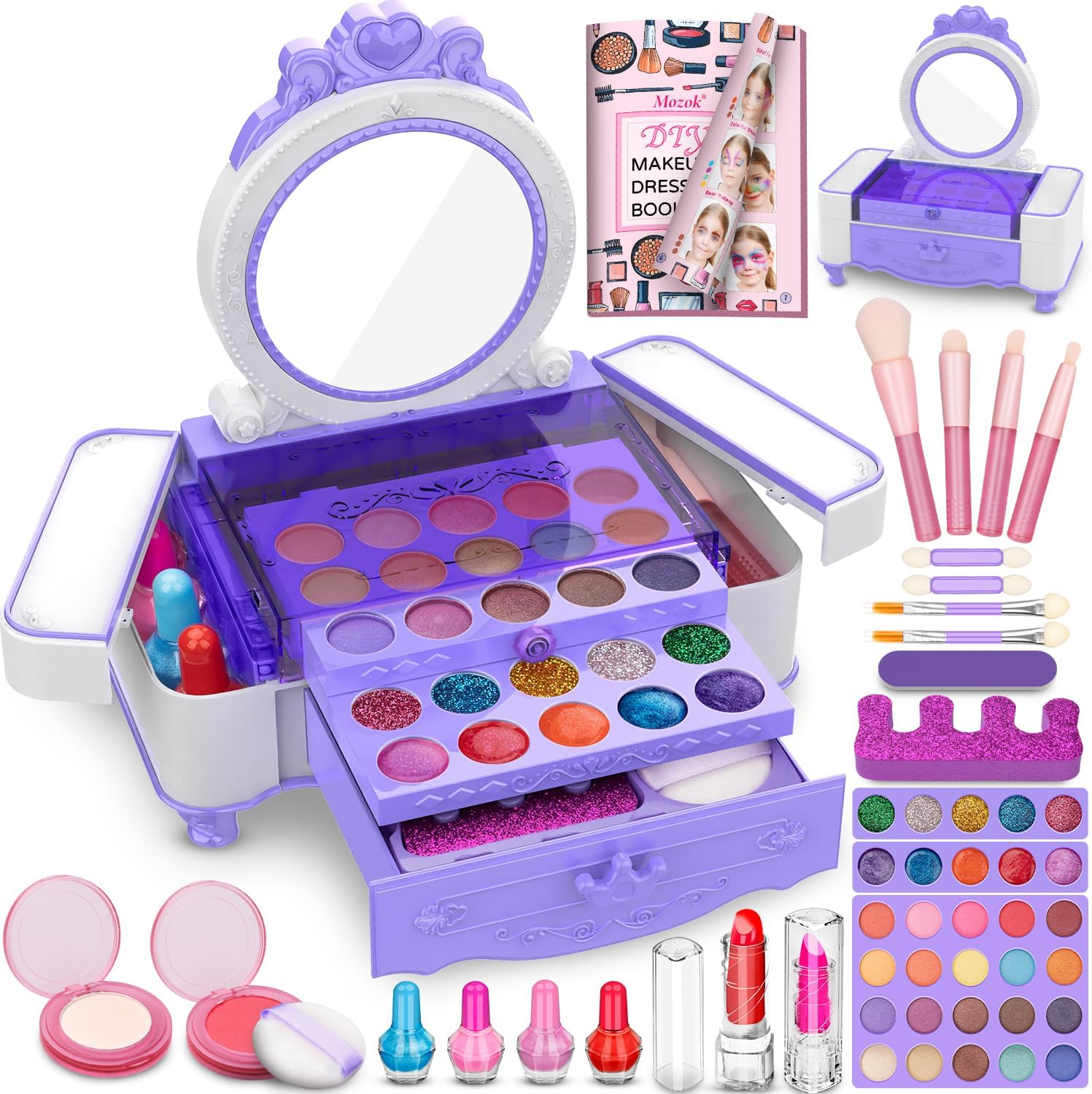 Kit de maquillaje infantil de 44 piezas para niñas, juego de maquillaje ...