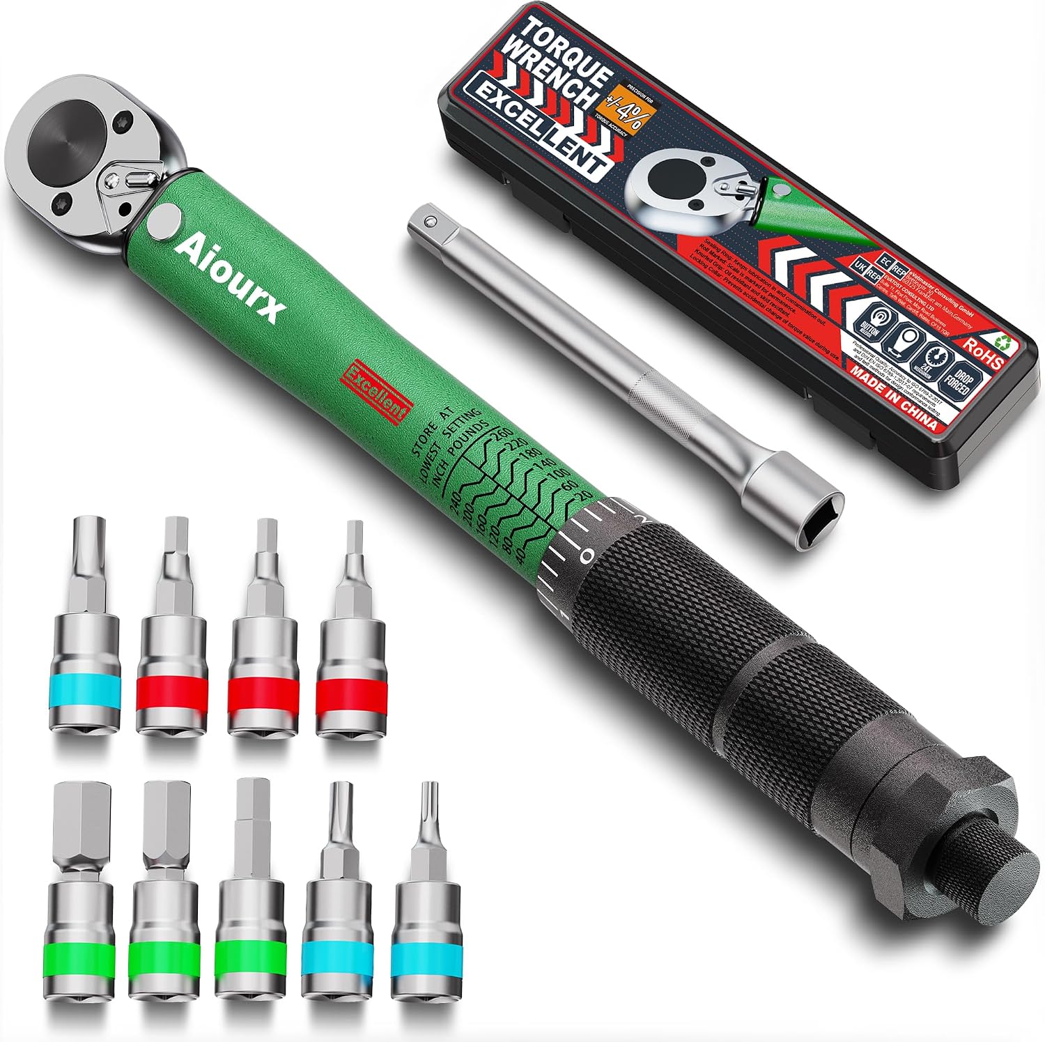 Aiourx 1/4 Inch Drive Click Torque Wrench Set 20-260 ft.-lb. / 2.26-29. ...