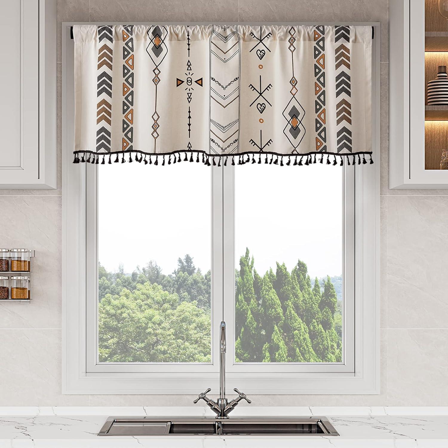 Amazon.com: Boho Window Treatment Tiers for Kitchen Bathroom Ethnic ...