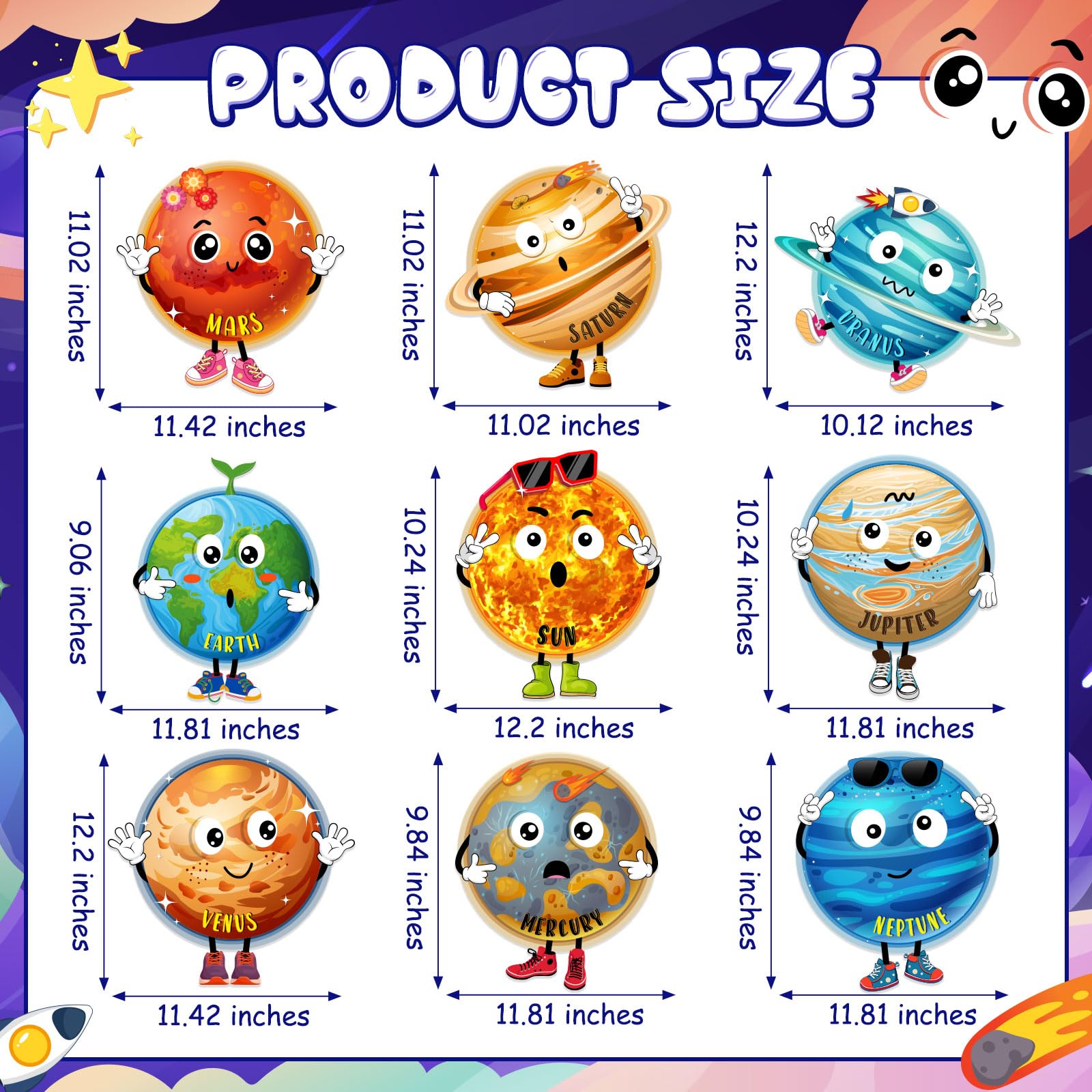 Snapklik.com : 9 Pcs Planets Bulletin Board Decorations Cute Classroom ...