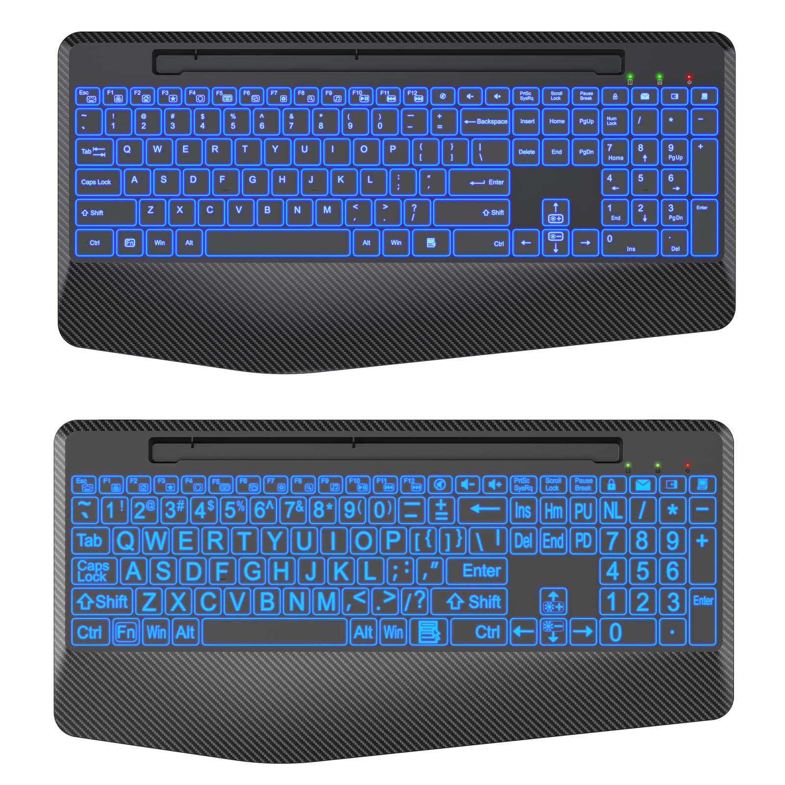 Amazon.com: Wireless Keyboard with 7 Colored Backlits, Wrist Rest ...