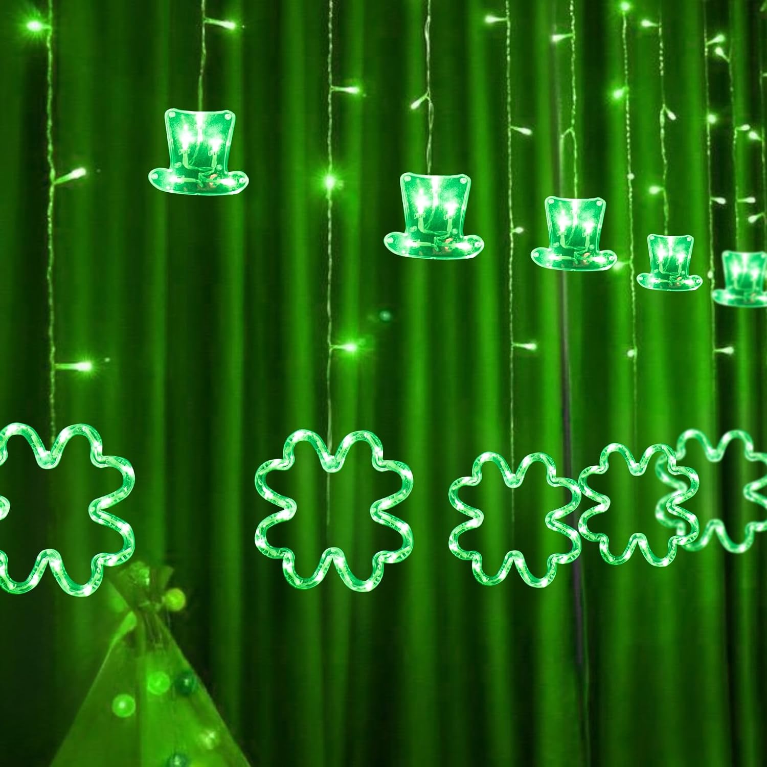 Amazon.com: Dazzle Bright St Patrick Day Lights, 174LED 9FT Green Hat ...