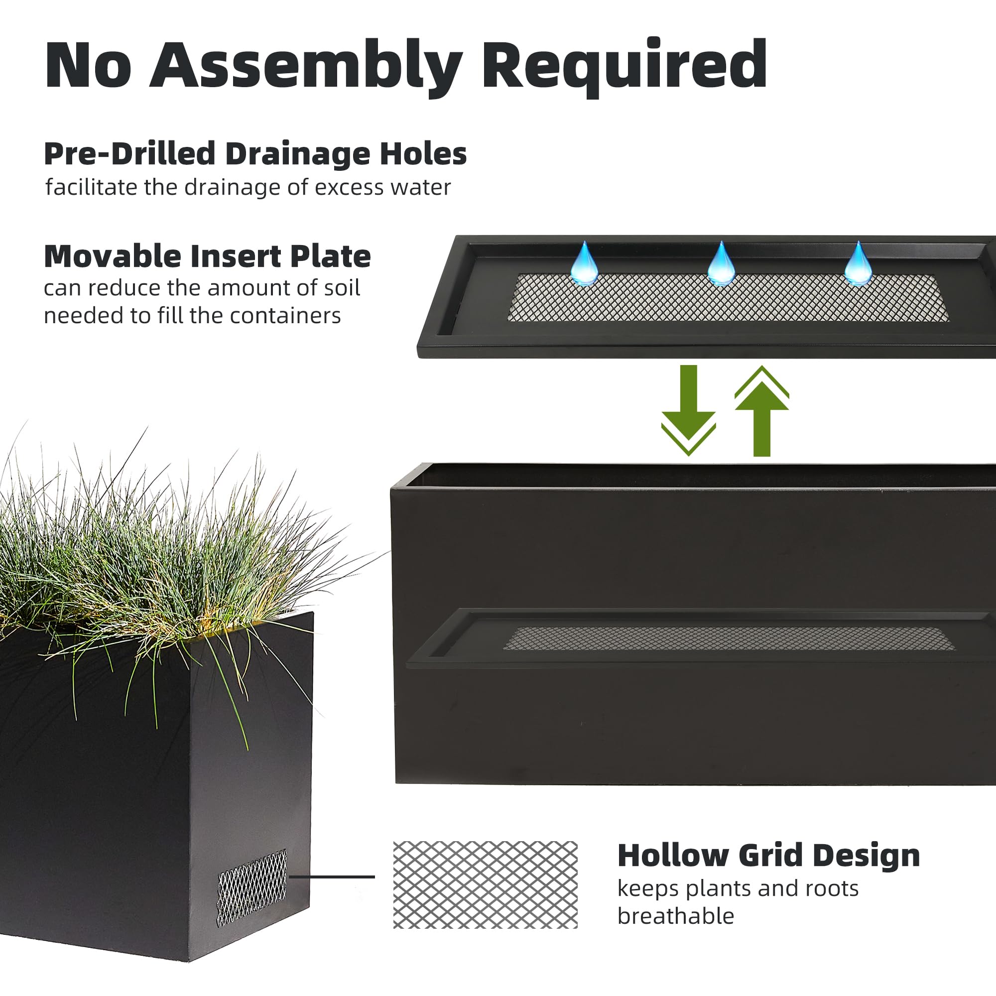 Mesh Large Rectangular Planter Boxes