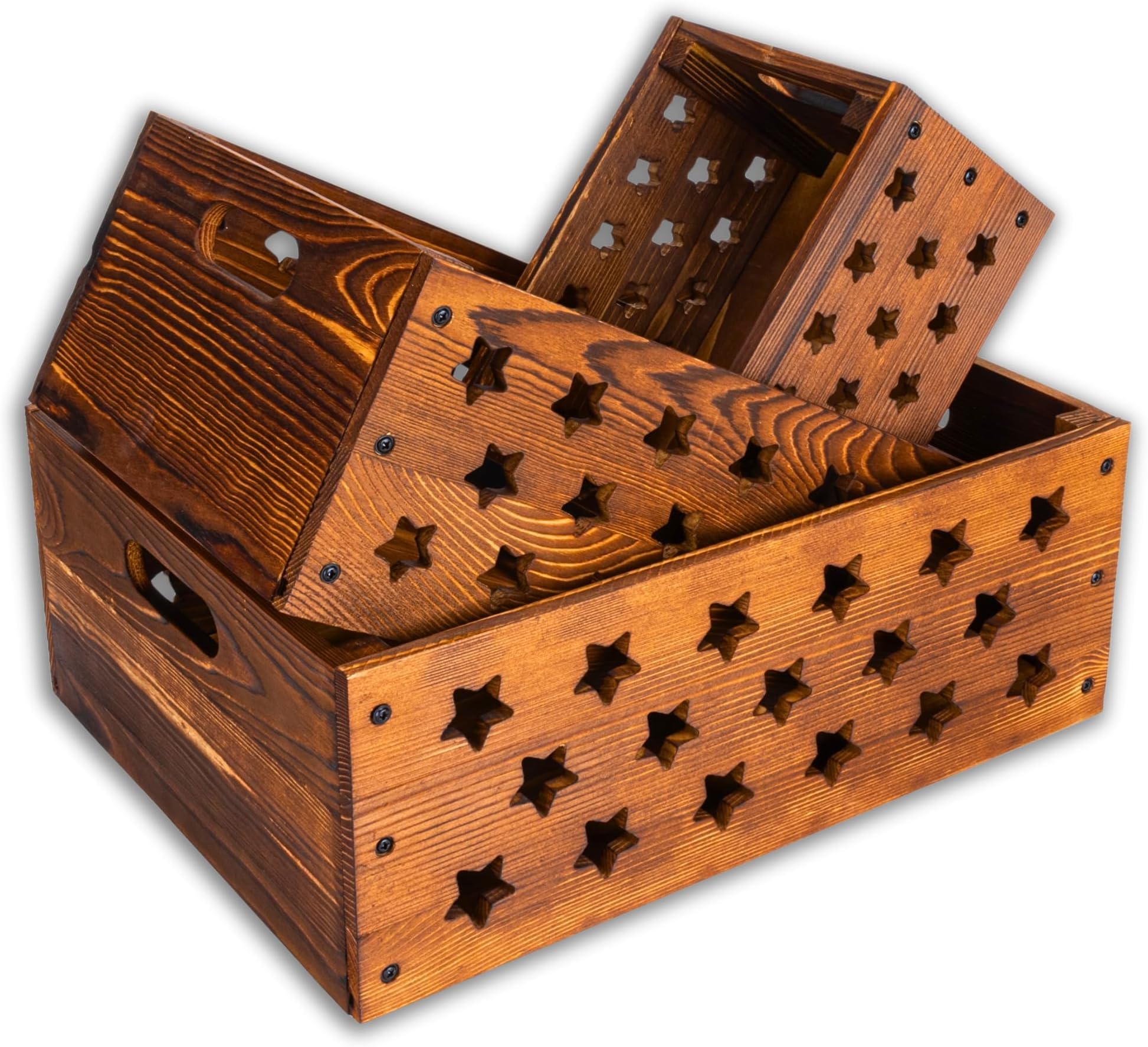 Amazon.com: Okllen Set of 2 Wooden Nesting Countertop Baskets ...