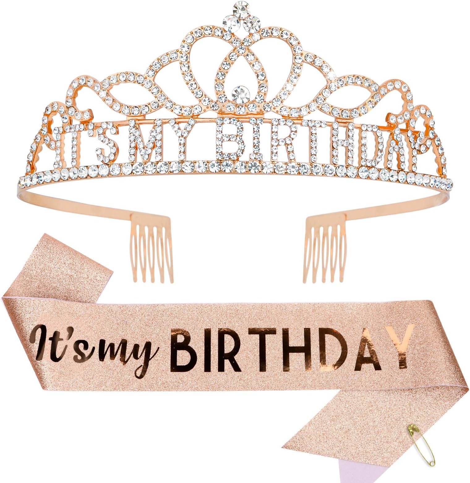 Amazon.com : CAVETEE Birthday Crowns for Women Its My Birthday Sash and ...