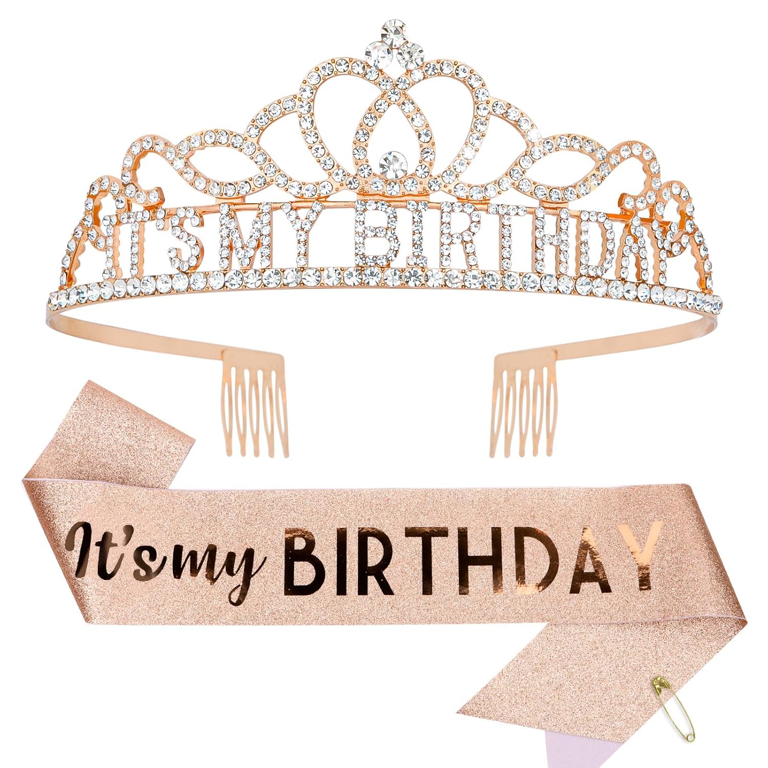 Amazon.com: CAVETEE Birthday Crowns for Women - Its My Birthday Sash ...