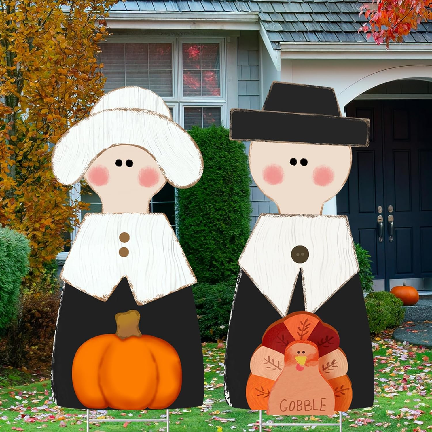 Amazon.com : 32in Thanksgiving Pilgrim Large Yard Decorations Pilgrim ...
