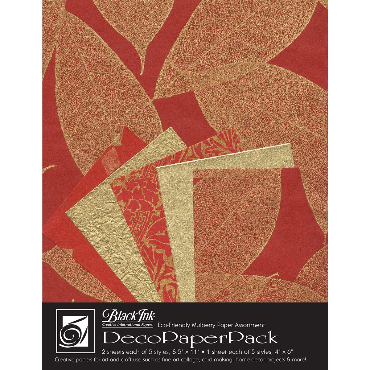 Amazon.com: Black Ink Decorative Paper Pack, 8.5 by 11-Inch, Golden ...