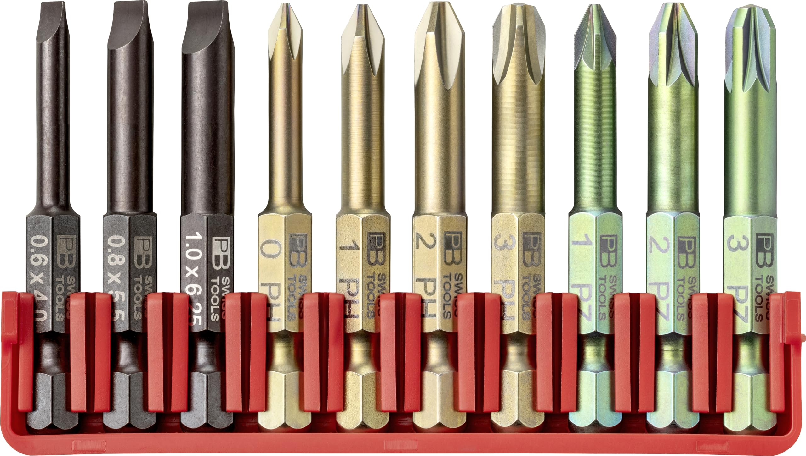 Amazon | PB SWISS TOOLS ピービースイスツールズ 10本組1/4HEX E6ビットシリーズ段付きビットセット（マイナス・プラス・ポジドライブ）ビットホルダー付 E6 ...