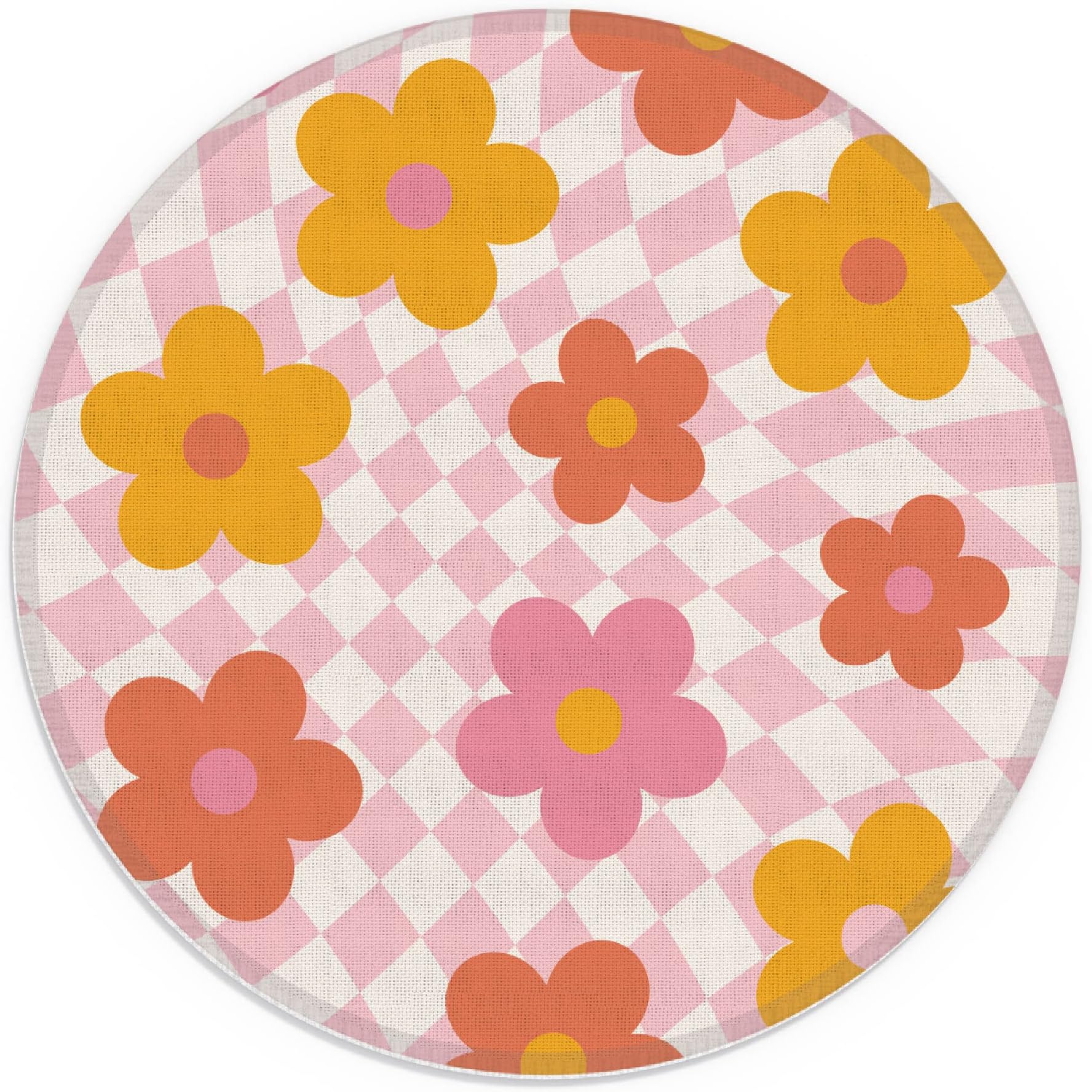 Amazon.com: Retro Flower Distorted Pink White Checkered Y2K Aesthetic ...