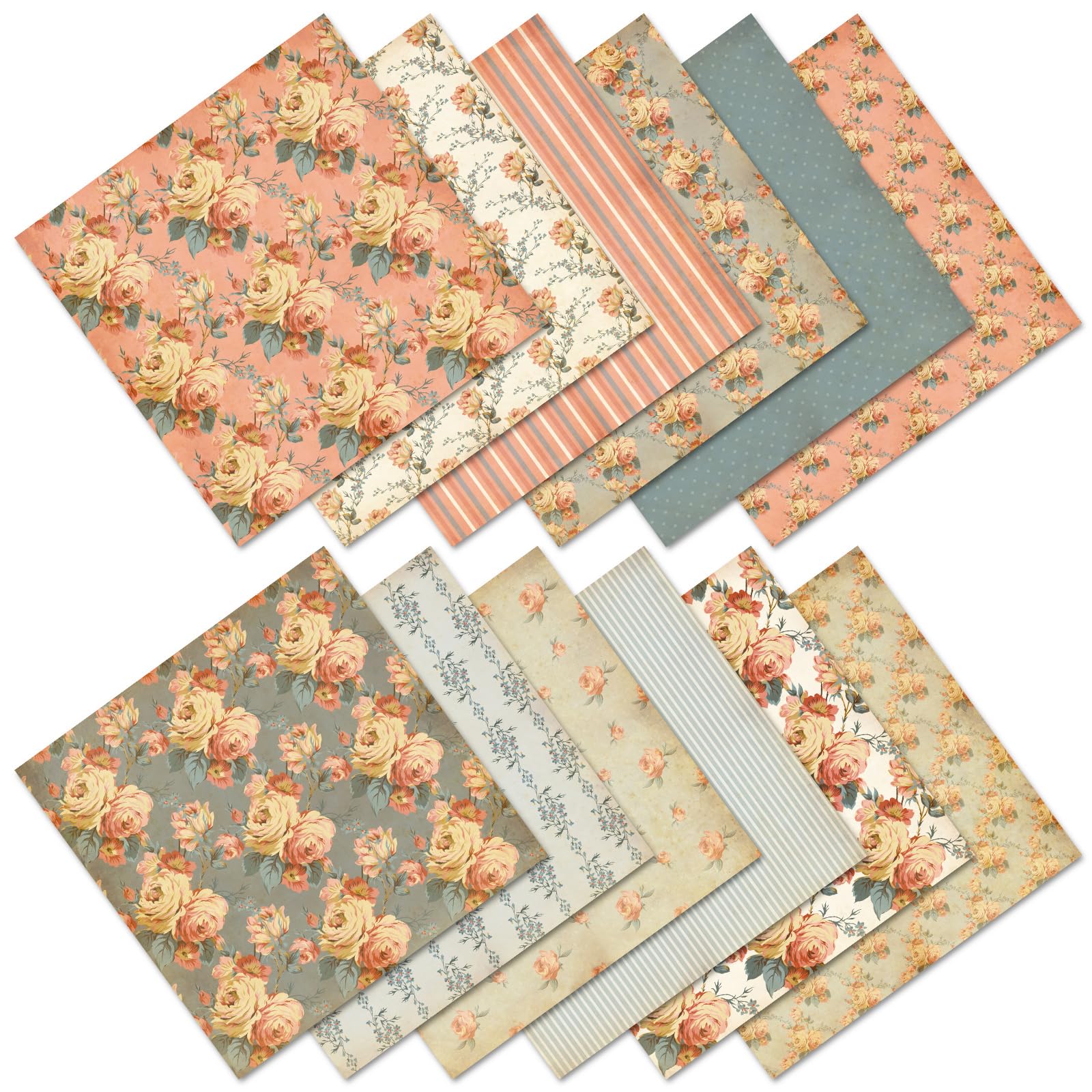 24 Sheets Floral Scrapbook Paper Scrapbooking Supplies Assorted ...