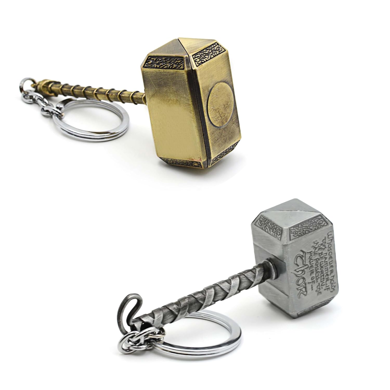 Thor Hammer Keychain Thor Metal Keychain Thor Rangnarok Golden & Silver ...