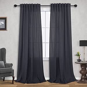 Amazon.com: Mrs.Naturall Black and Grey Curtains for Living Room 84 ...