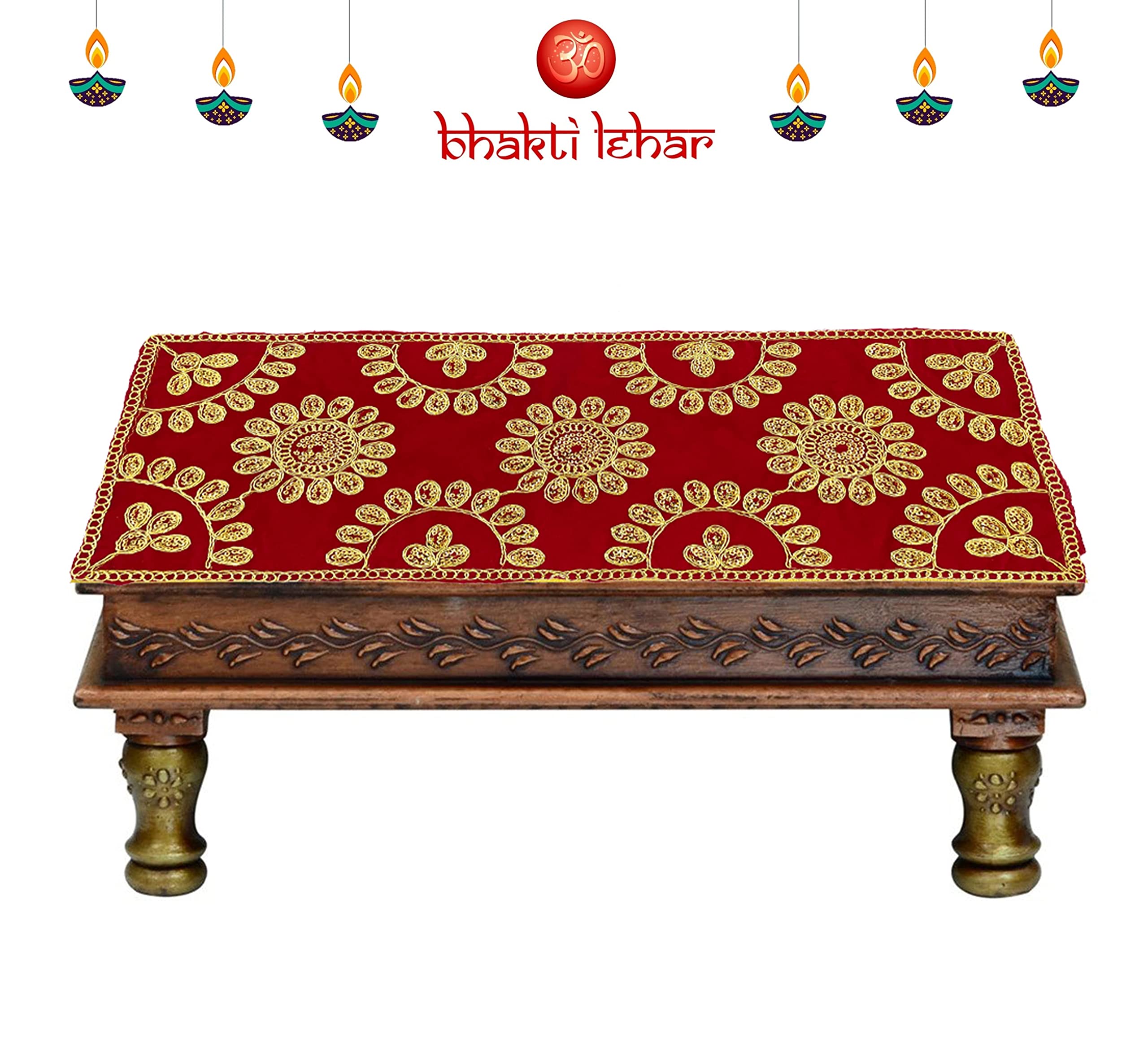 Buy Bhakti Lehar (7 x 18 Inch) Fancy Jari Embroidered Red Velvet Pooja ...