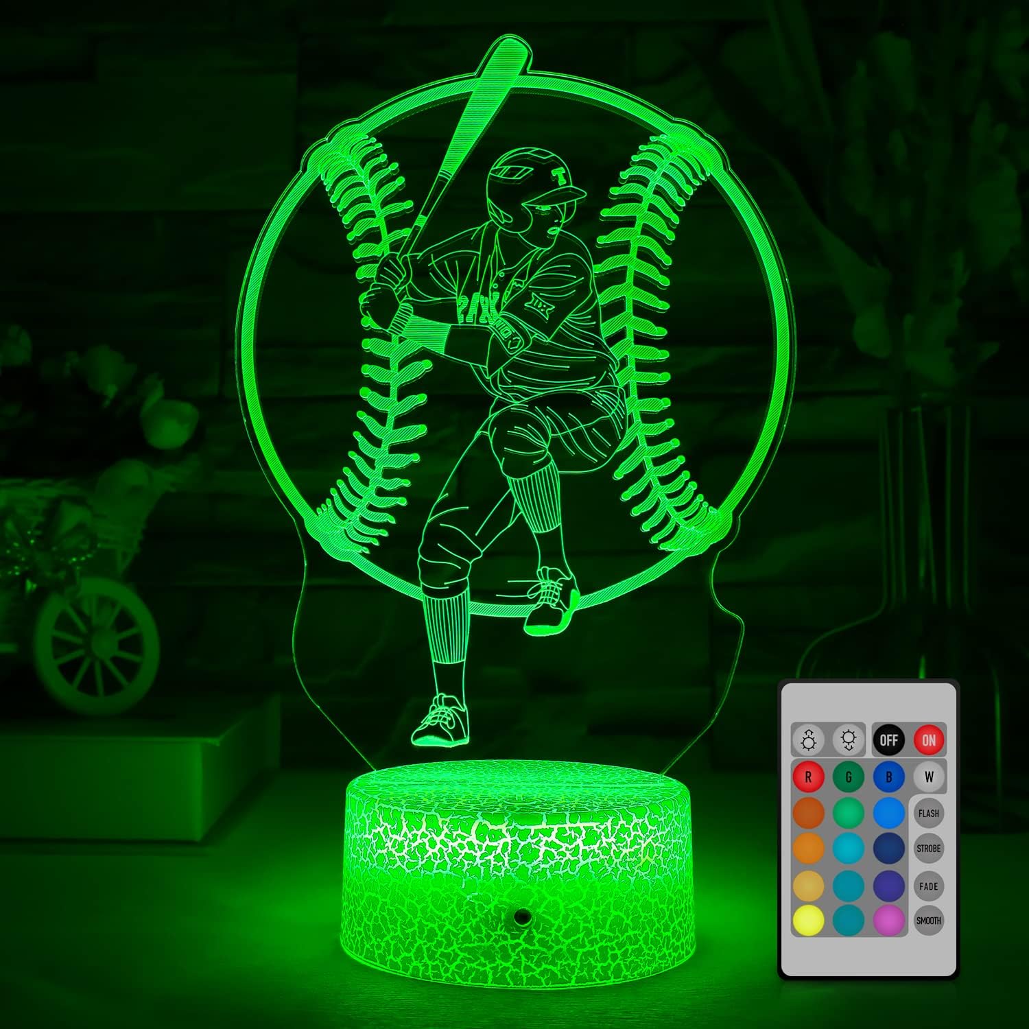 Baseball 3D Night Light Lamp Illusion Effect Lights Kids Bedroom Decor ...