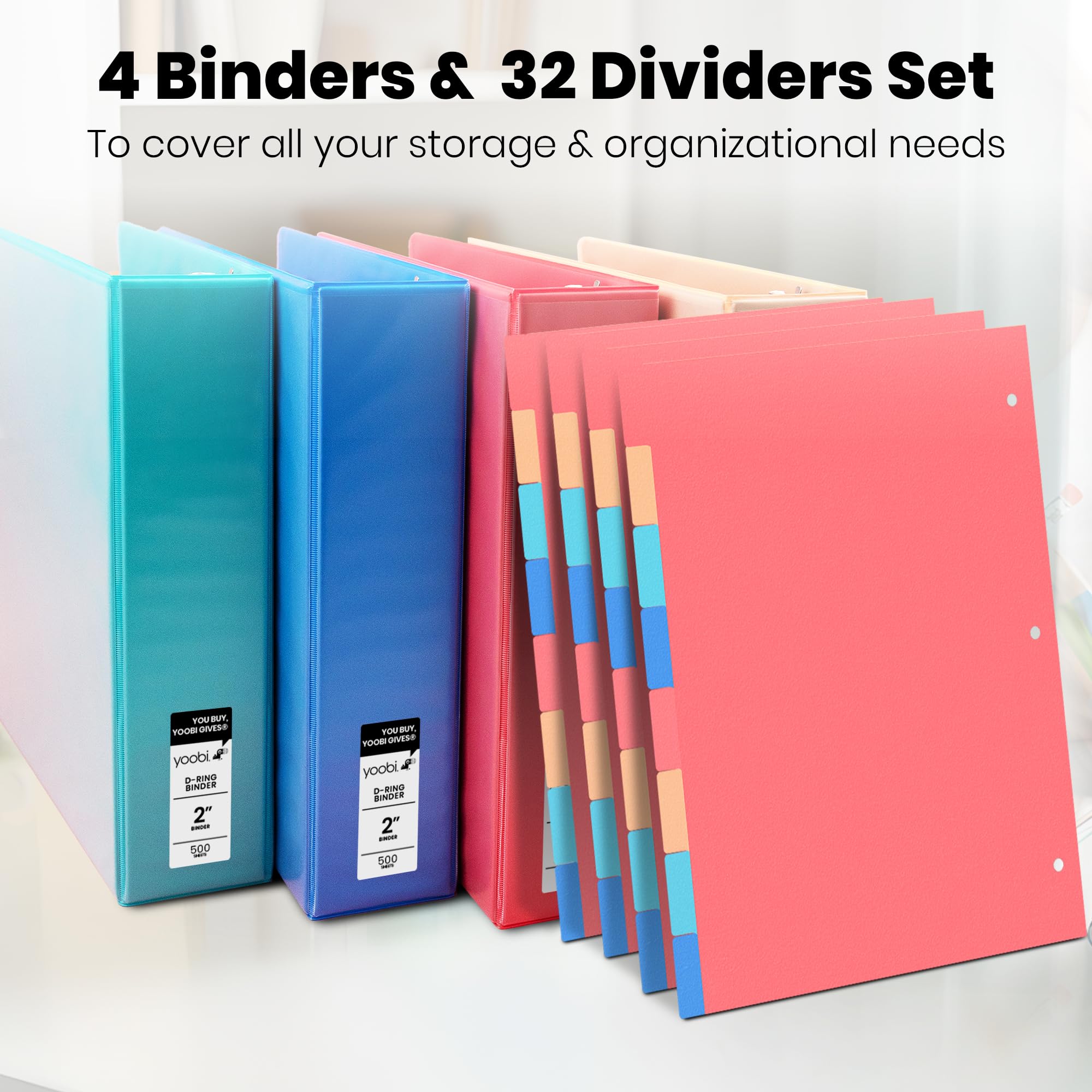 Snapklik.com : Yoobi 2 Inch Binder And 8 Tab Dividers Set, 4 Pack Of 3 ...