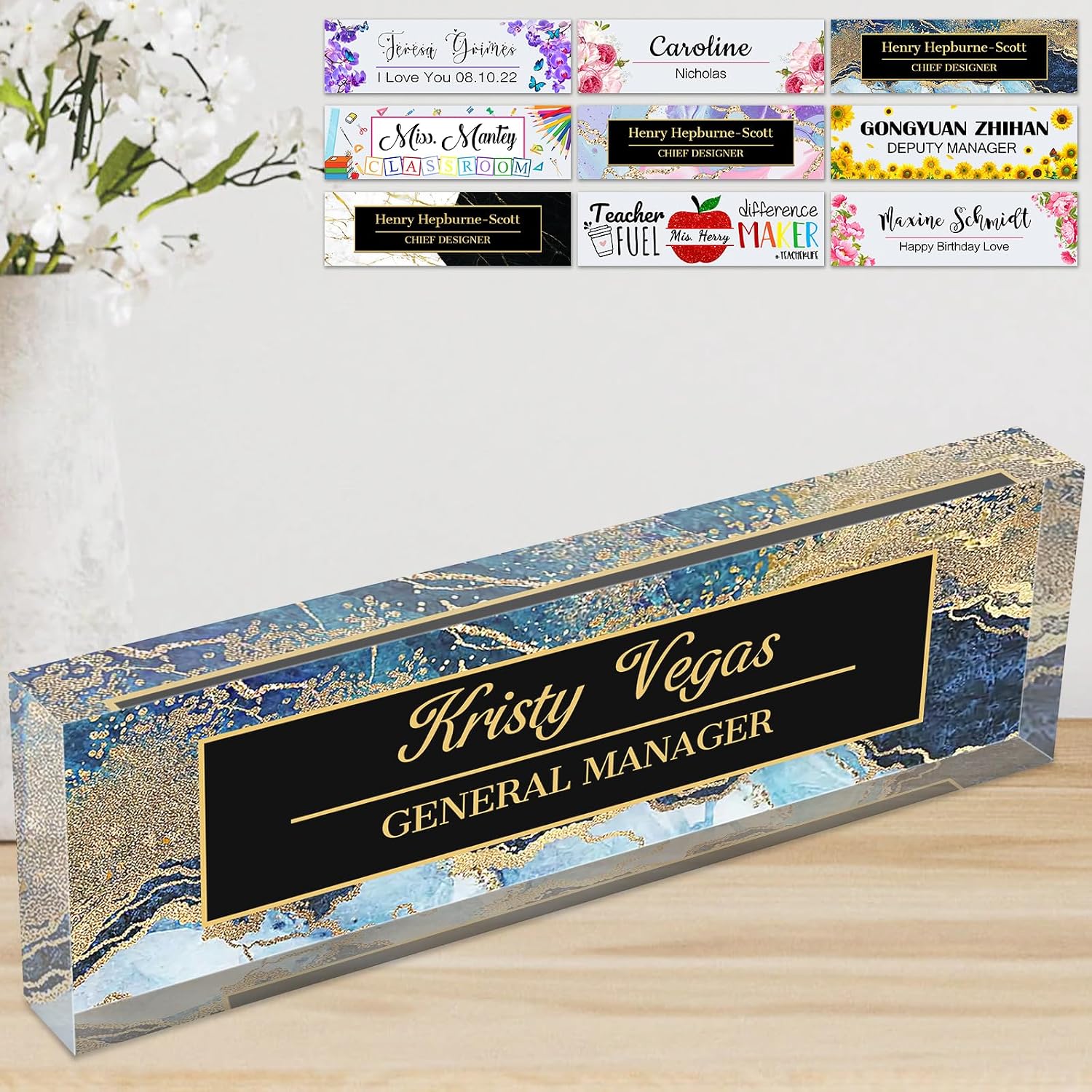 Amazon.com: Desk Name Plate Personalized | Custom Name Plate for Desk ...