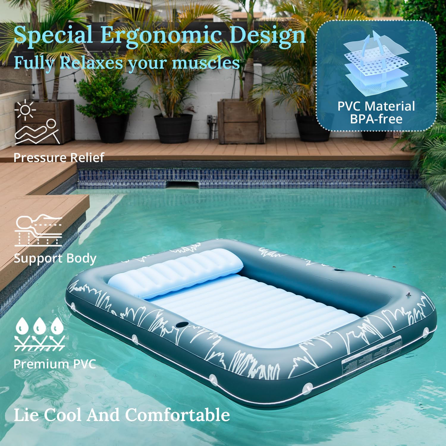 Snapklik.com : Sunrio Inflatable Tanning Pool Lounger Float For Adults ...