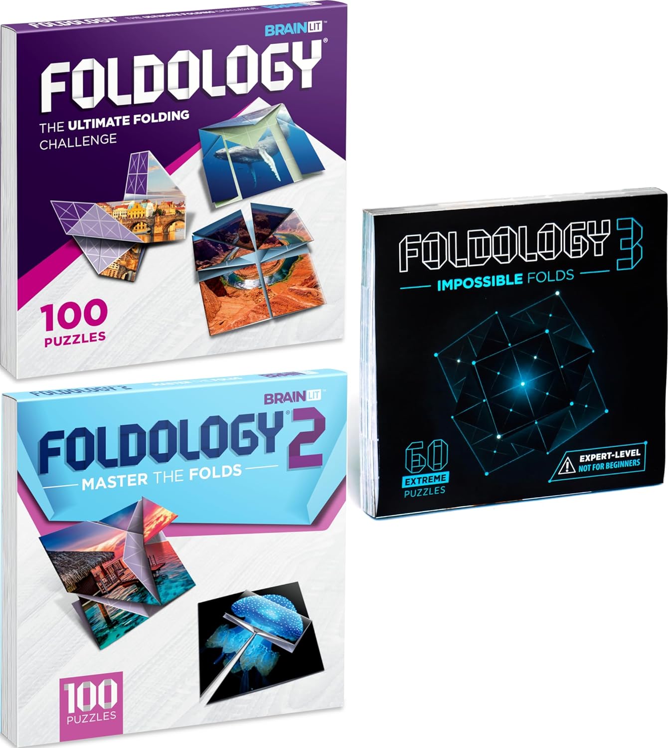 FOLDOLOGY 1-2-3 Bundle! Three Origami Puzzle Games, with 260 Puzzles Total.