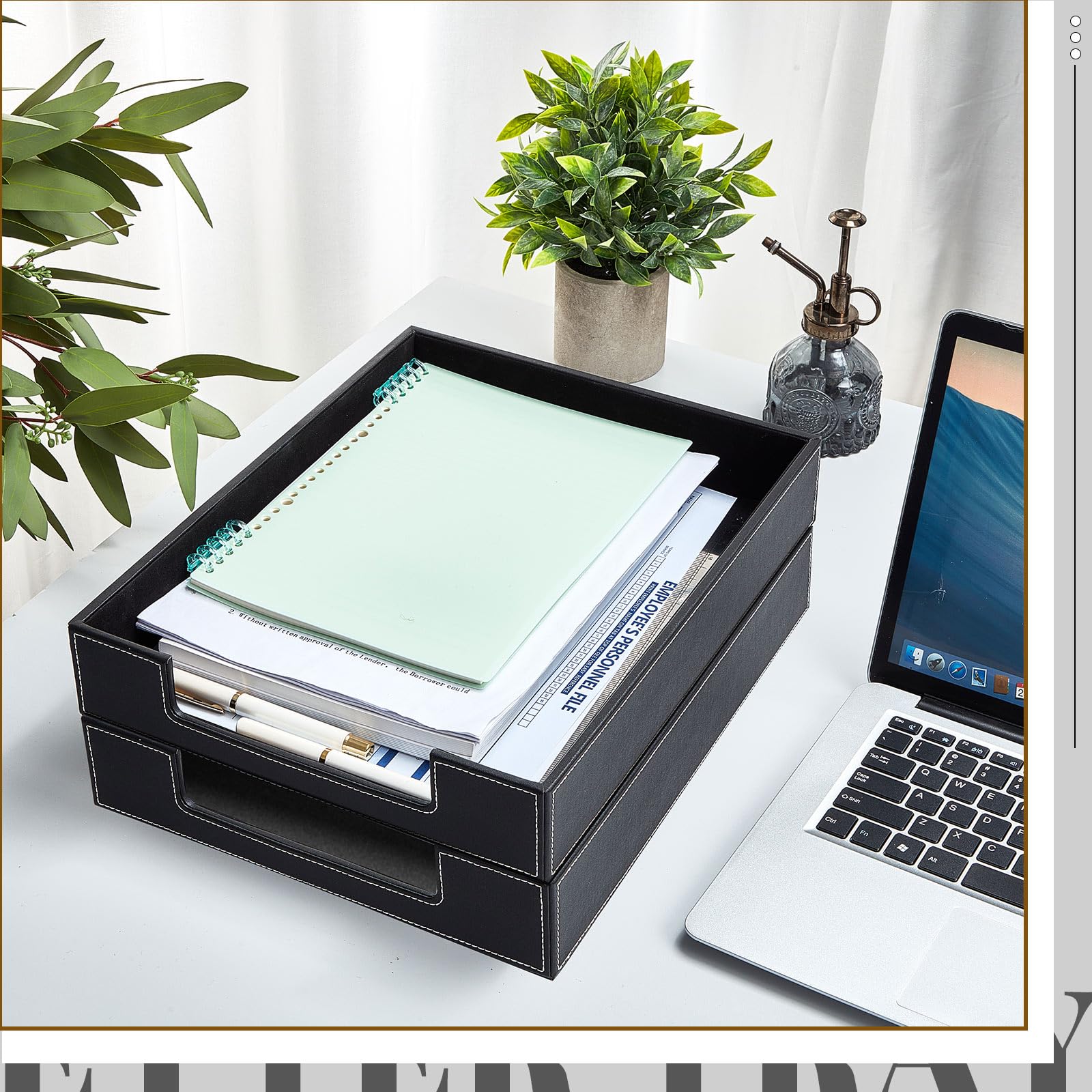 Snapklik.com : Wenqik 2 Pcs PU Leather Letter Tray Leather Desk ...