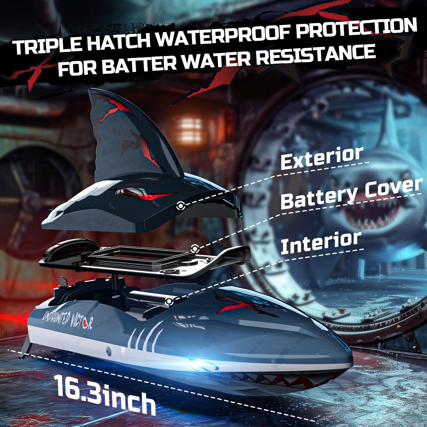 Snapklik.com : DEERC Fast Brushless RC Shark Boat For Adults, 30+MPH 3S ...