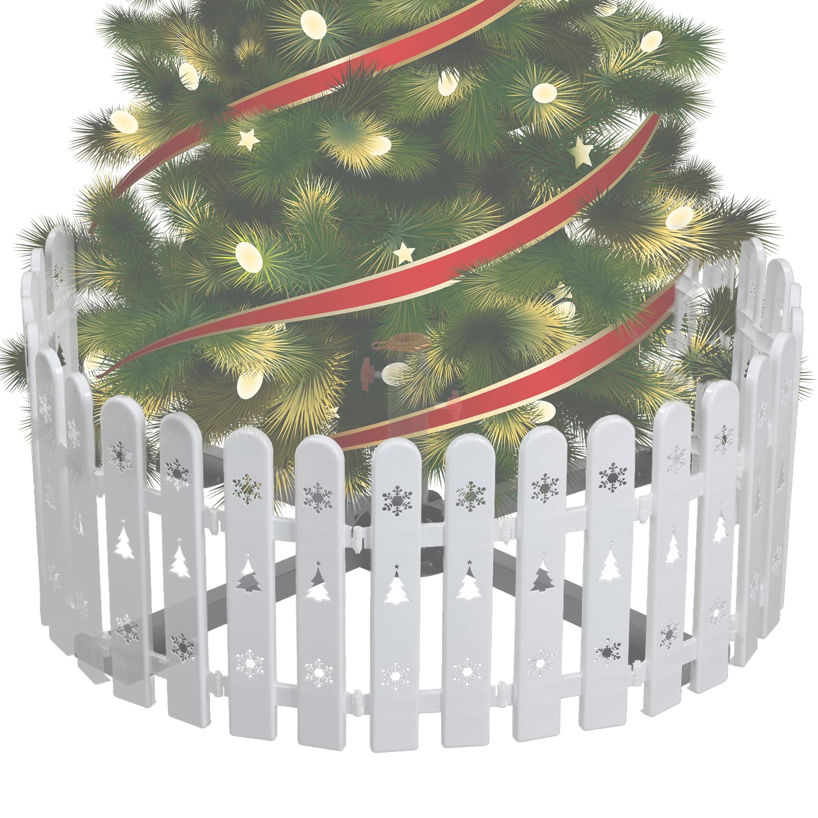 Amazon.com: Christmas Tree Fence for Pets, 30 Packs Indoor Plastic White Picket Christmas Fence ...