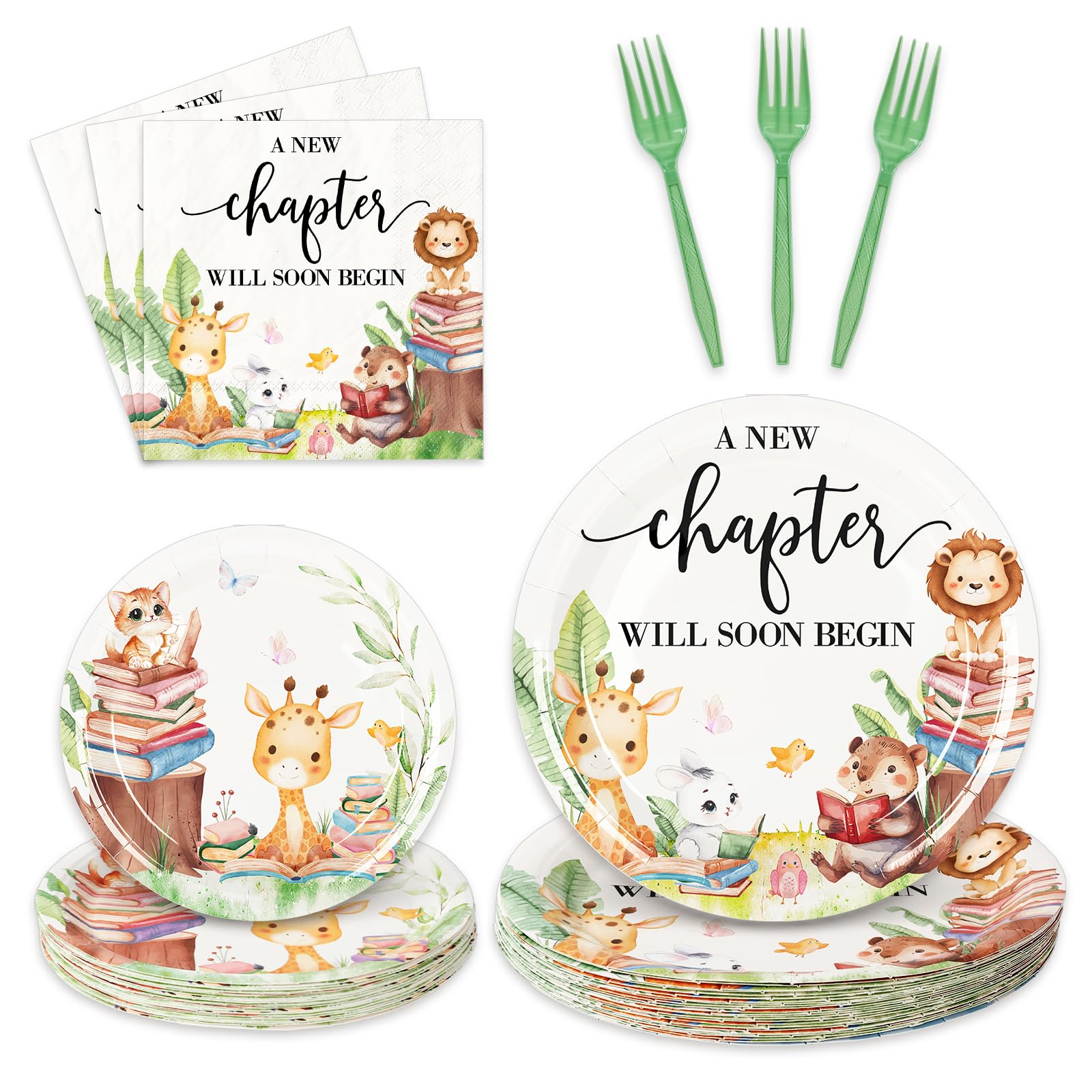 Amazon.com: Whaline 96Pcs Storybook Baby Shower Party Supplies For 24 ...
