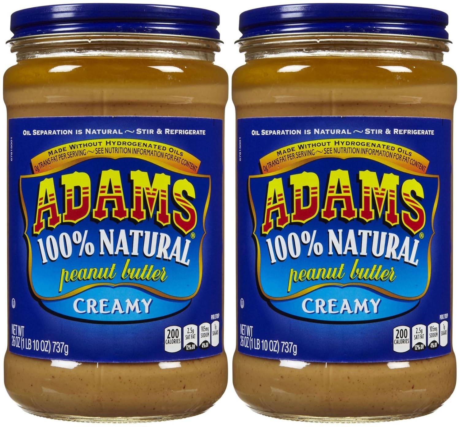 Amazon.com : Adams Natural Creamy Peanut Butter - 26 oz - 2 pk ...