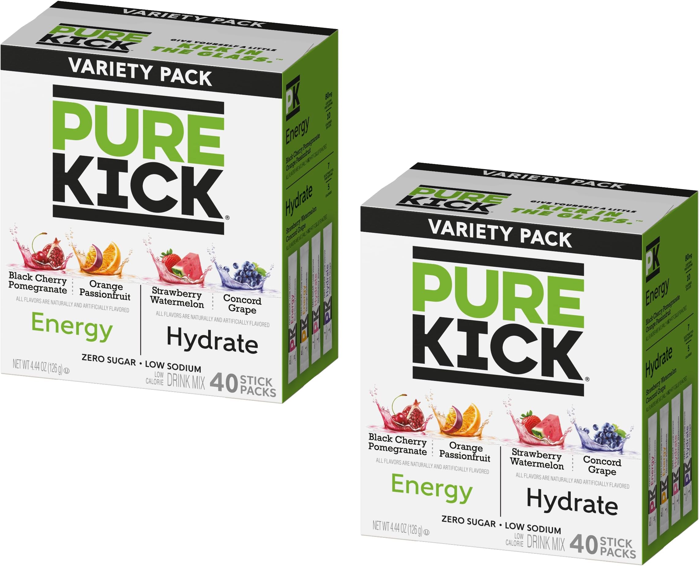 Amazon.com : Pure Kick Hydrate and Energy Variety Pack - 40 Sticks per ...