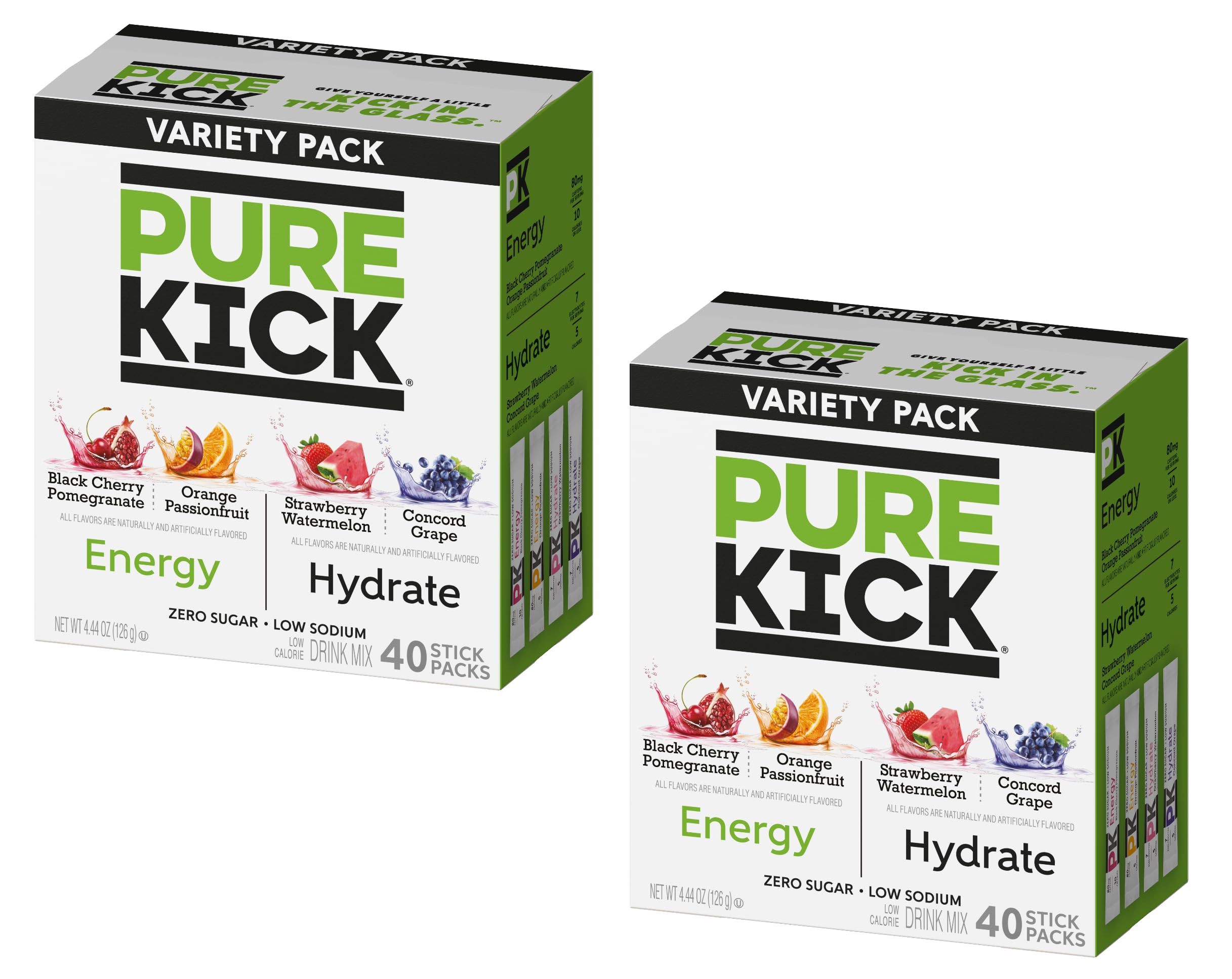 Amazon.com : Pure Kick Hydrate and Energy Variety Pack - 40 Sticks per ...