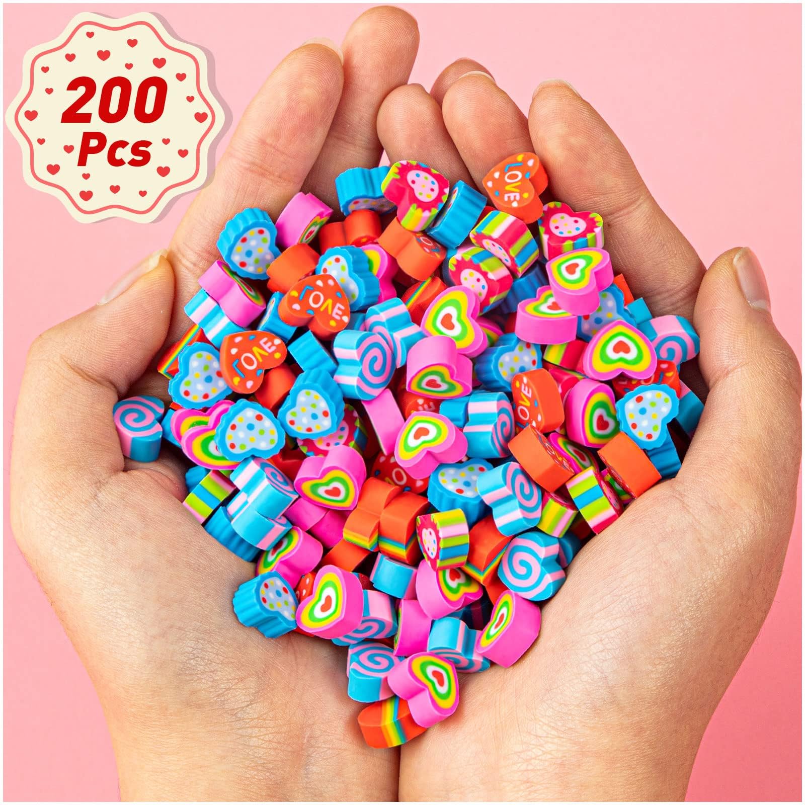 Amazon.com : 200 Pieces Valentine's Day Erasers Conversation Heart Mini ...