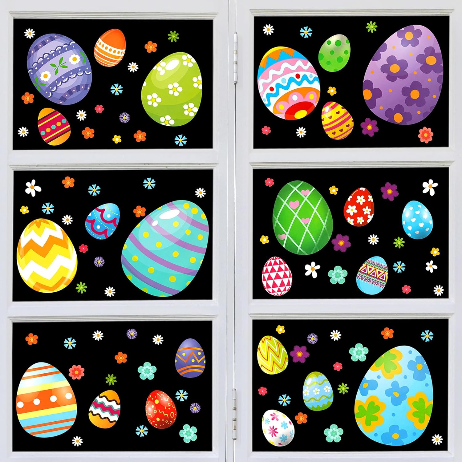 Amazon.com: HIKUIBU Large Easter Eggs Window Clings, Easter Window ...