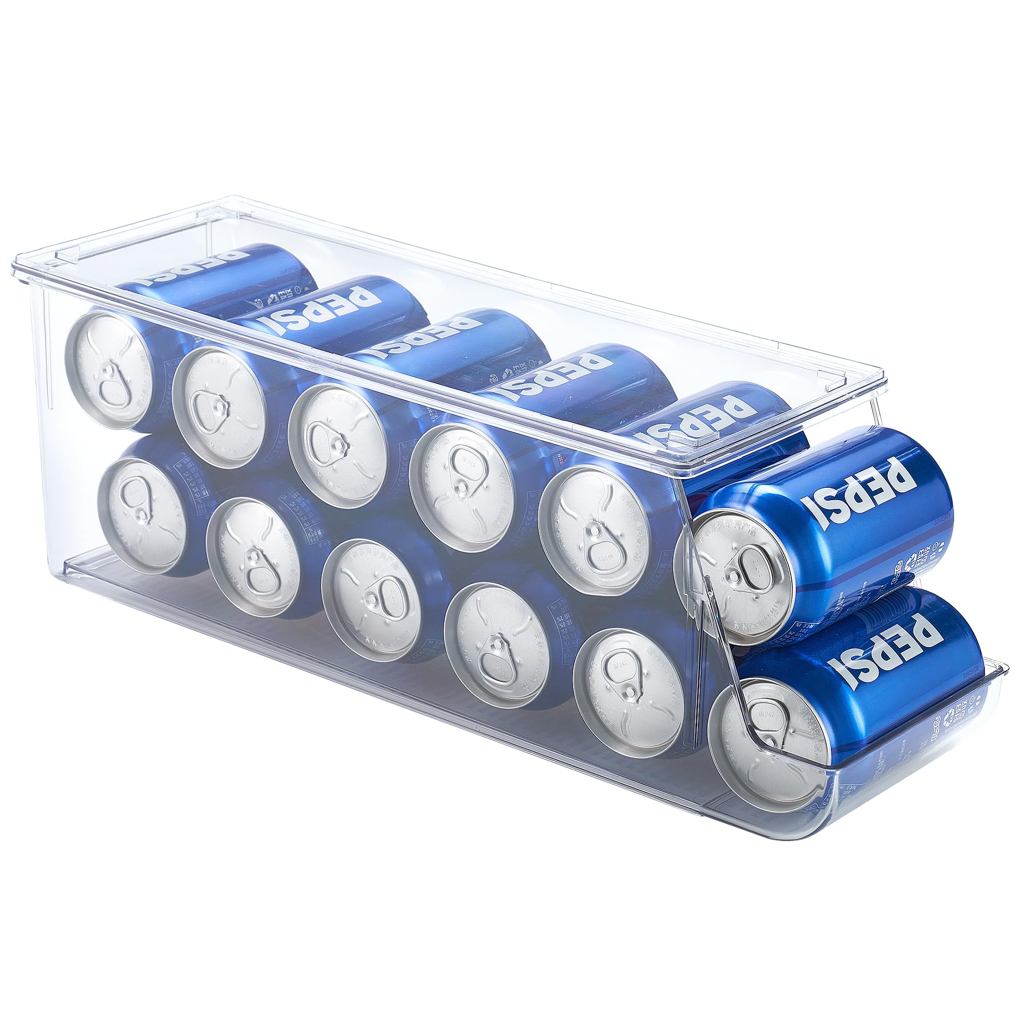 Amazon.com: Prsildan Large Soda Can Organizer with Lid, Rolling Soda ...