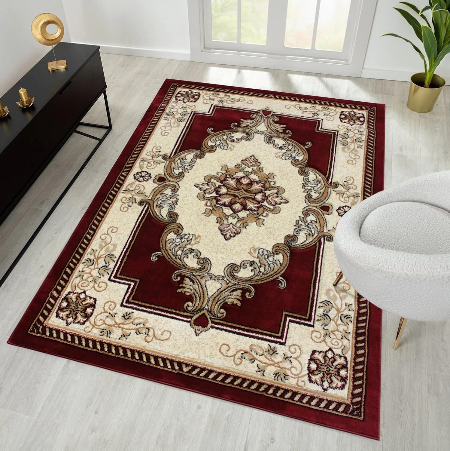 Amazon.com: HADBA Traditional Hand-Carved Runner Rug 2x7 – Burguudy ...