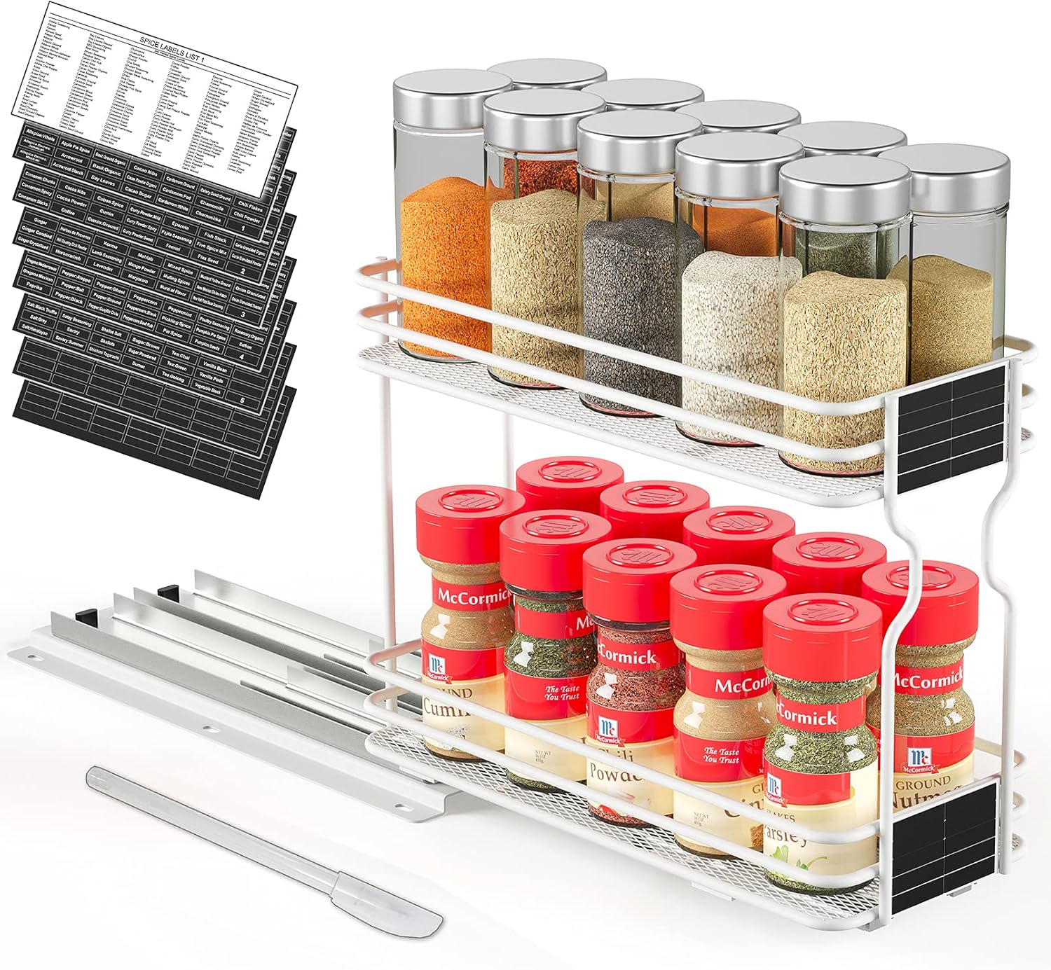 Amazon.com: SpaceAid Pull Out Spice Rack Organizer for Cabinet, Heavy Duty Slide Out Seasoning ...